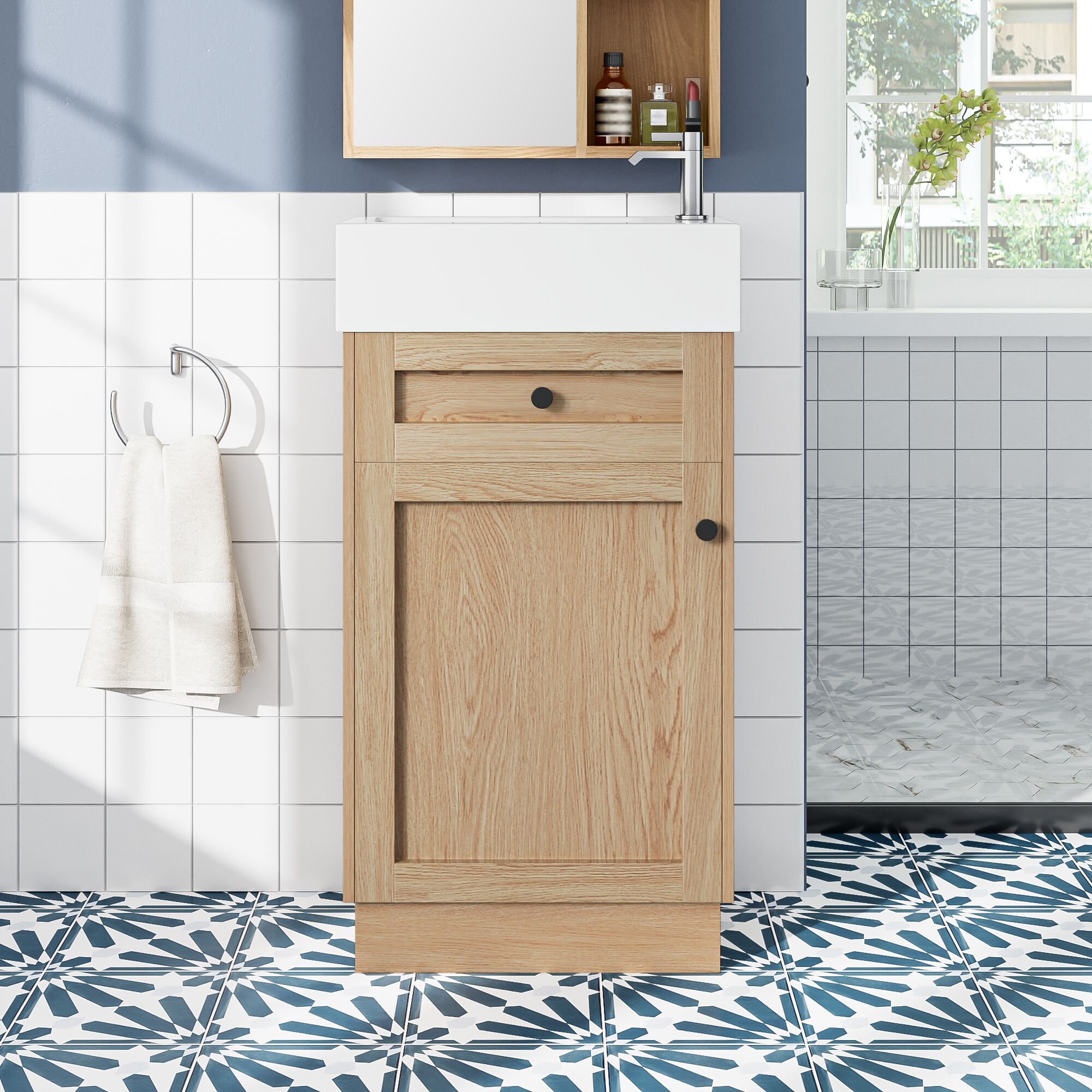 Vanityfus 18.5-in Bathroom Vanity Wood Single Sink Combo Resin Top Soft ...