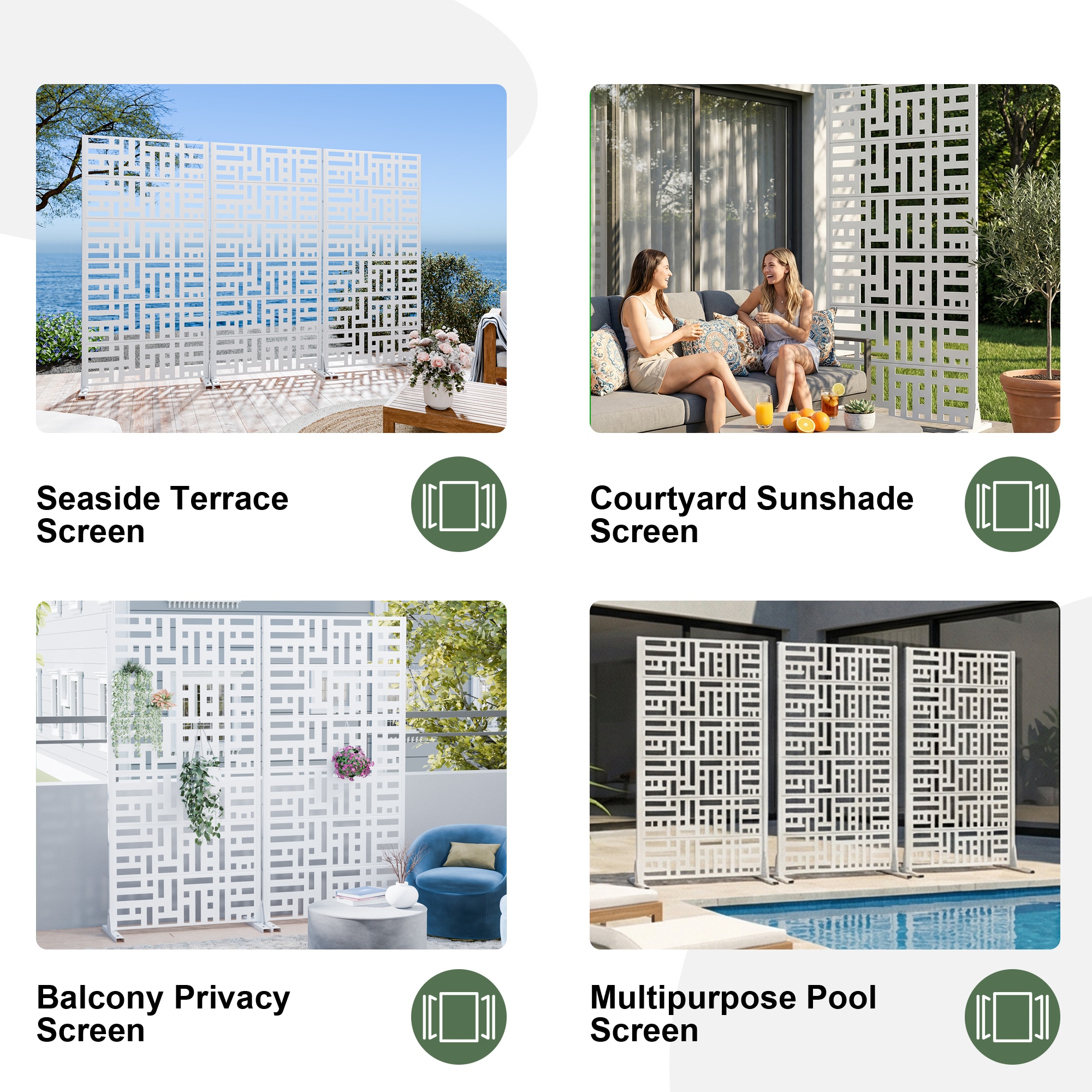 Lirago Metal Privacy Screen Freestanding Outdoor Privacy Fence Panel ...