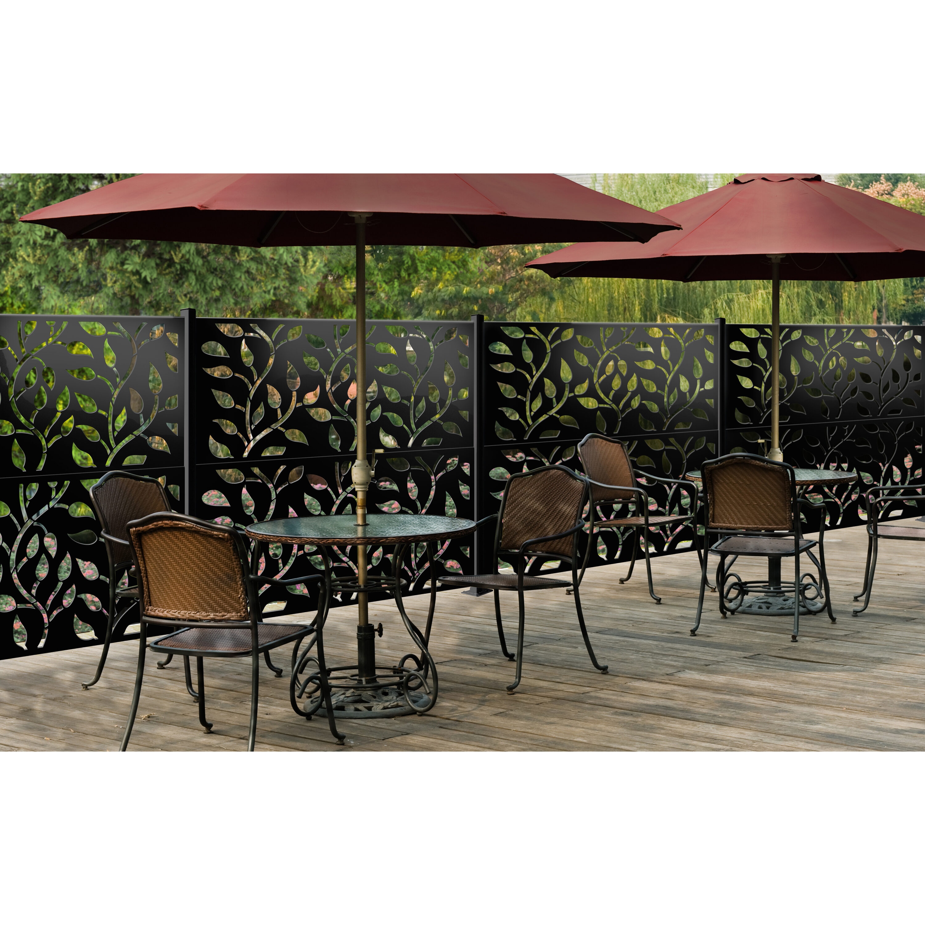 OUTDECO Leaf 6-ft H x 3-ft W Black Powder-Coated Galvanized Steel Fence ...