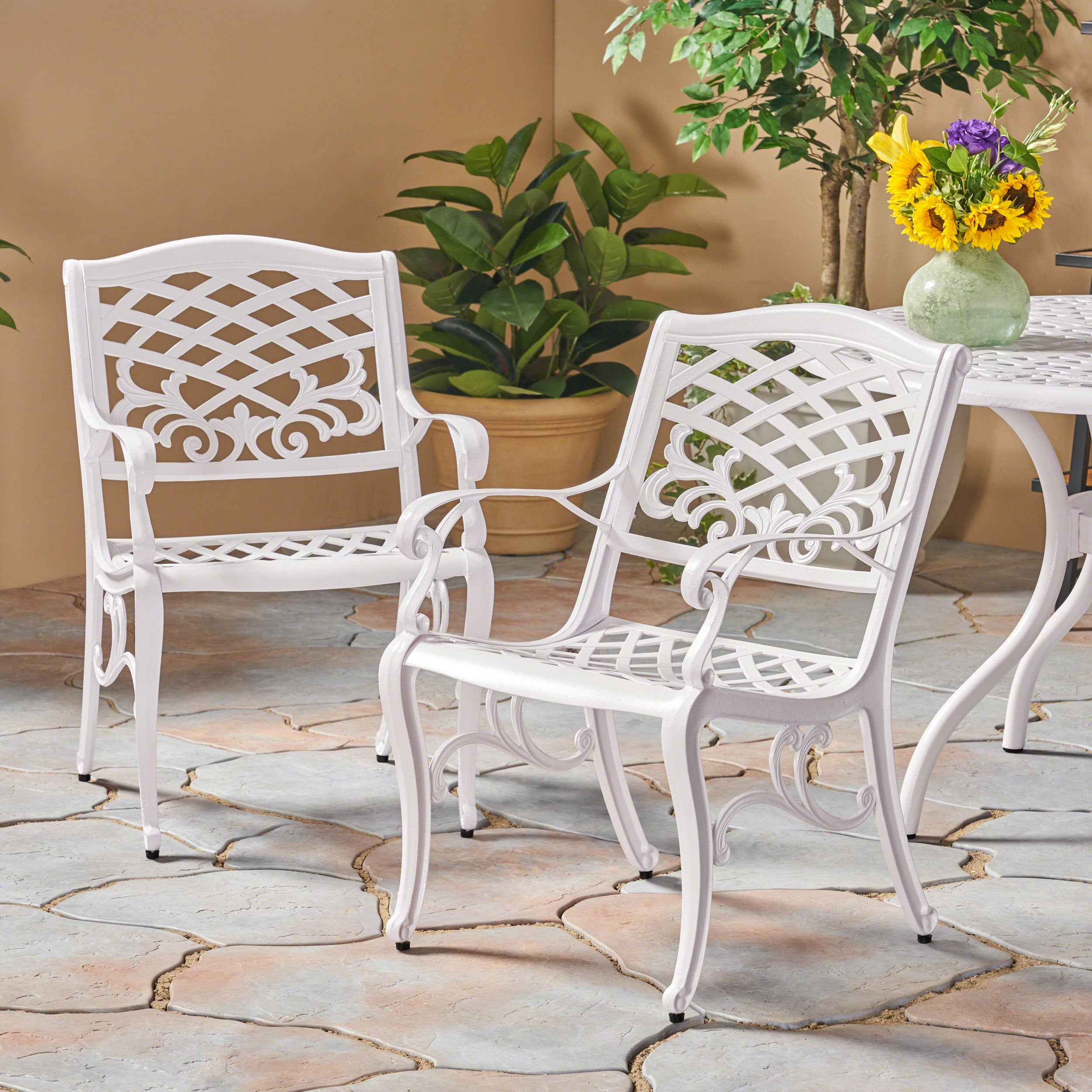Christopher Knight Home Phoenix Outdoor Cast Aluminum Arm Chair Set of ...