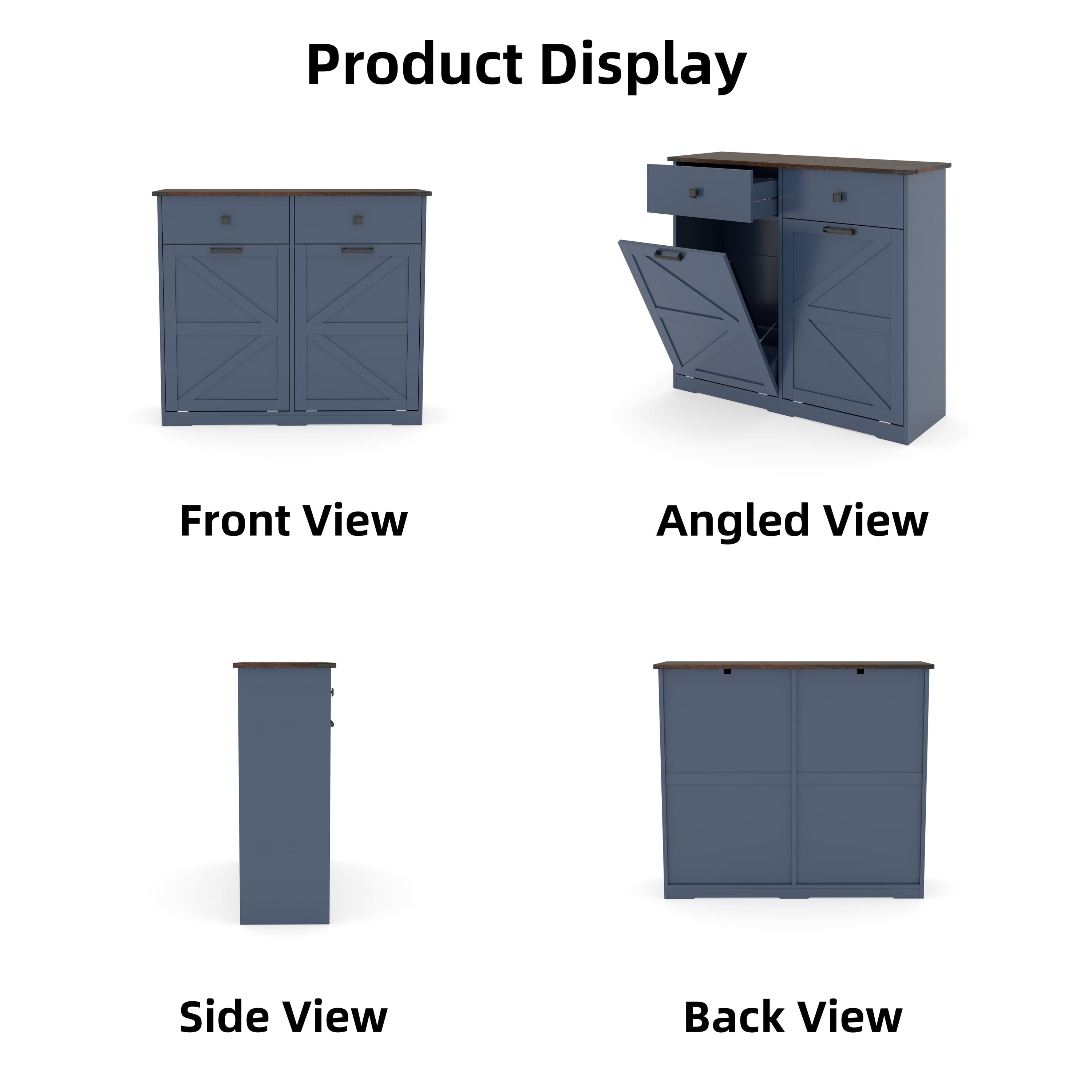 Vynxaria 39 in Antique Navy Blue Rectangular Engineered Wood Console ...
