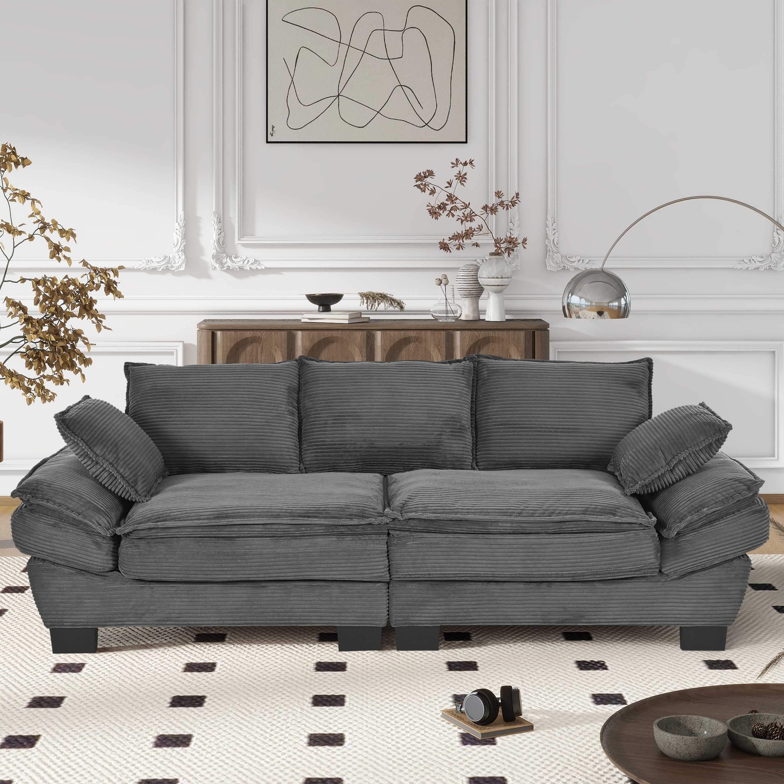 ModernLuxe UStyle 854inch Modern Curved Sofa Back Upholstered Couch ...