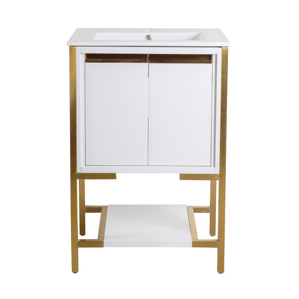 Swiss Madison Marseille 24 Bathroom Vanity in White and Brushed Gold in ...