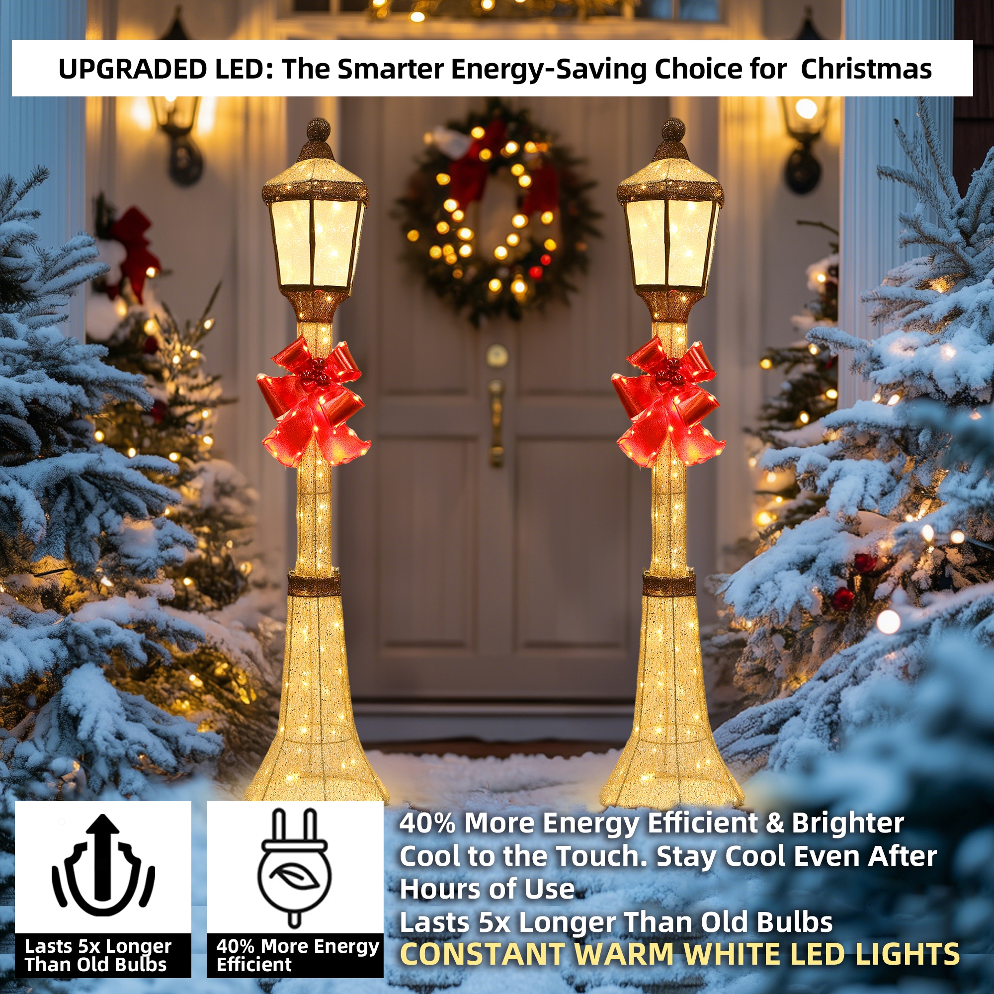 Starfree 60-in Freestanding Lamp post Yard decoration with White LED ...