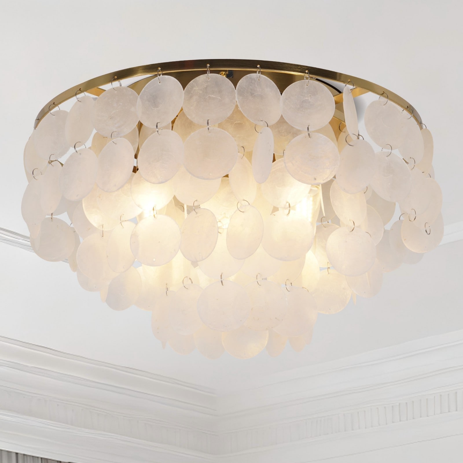 EFPERFECT 16-In Gold Brass Modern Coastal Glam Flush Mount Ceiling ...