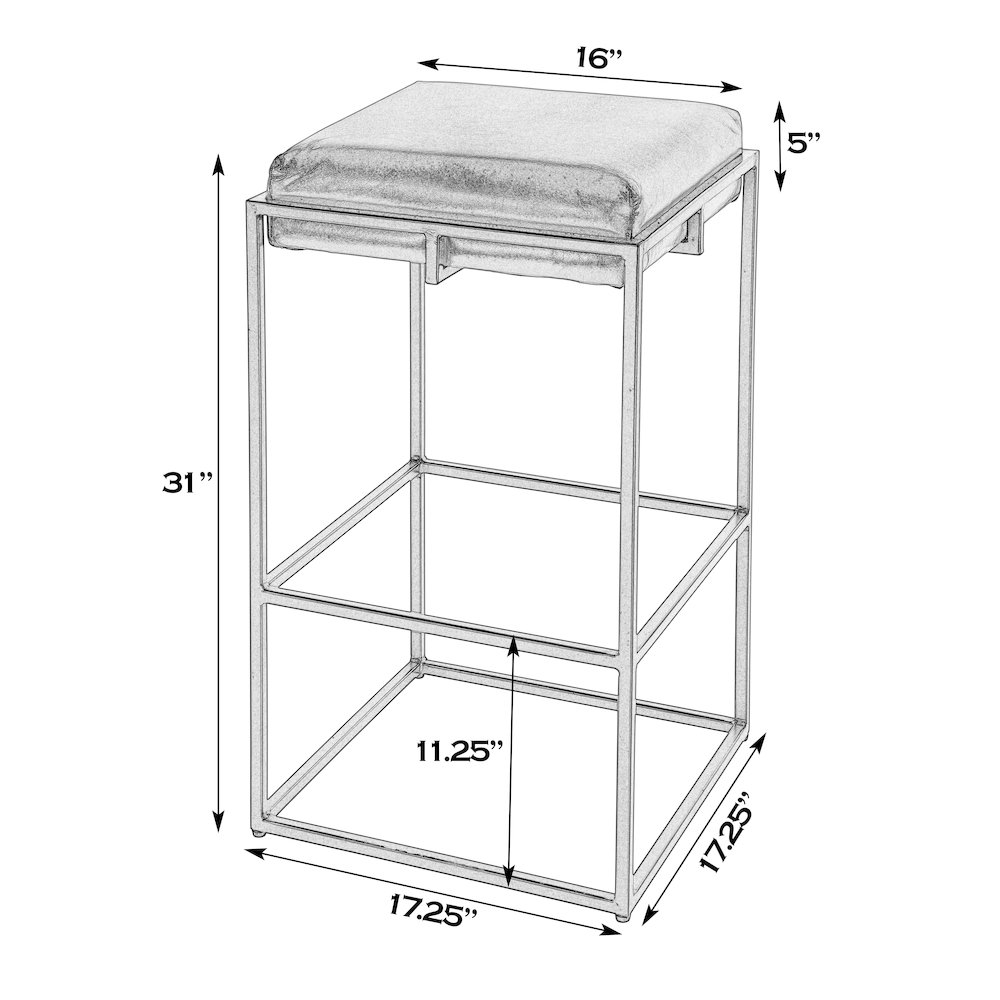 Butler Specialty 31 in. Seat Height Leather and Iron Backless Bar ...