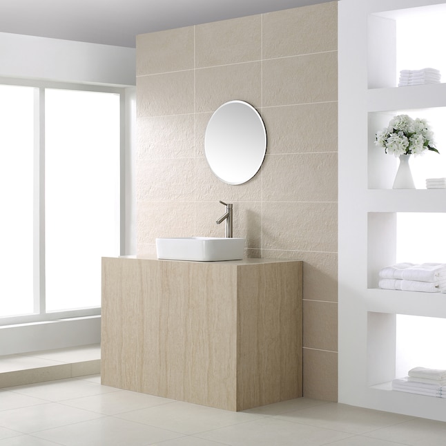 Kraus White Ceramic Vessel Rectangular Traditional Bathroom Sink With