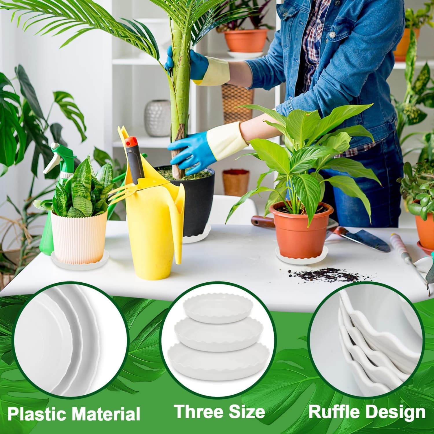 Angel Sar 6in 8in 10in Dia 12-Pack Wave Edge White Plant Saucer Heavy ...