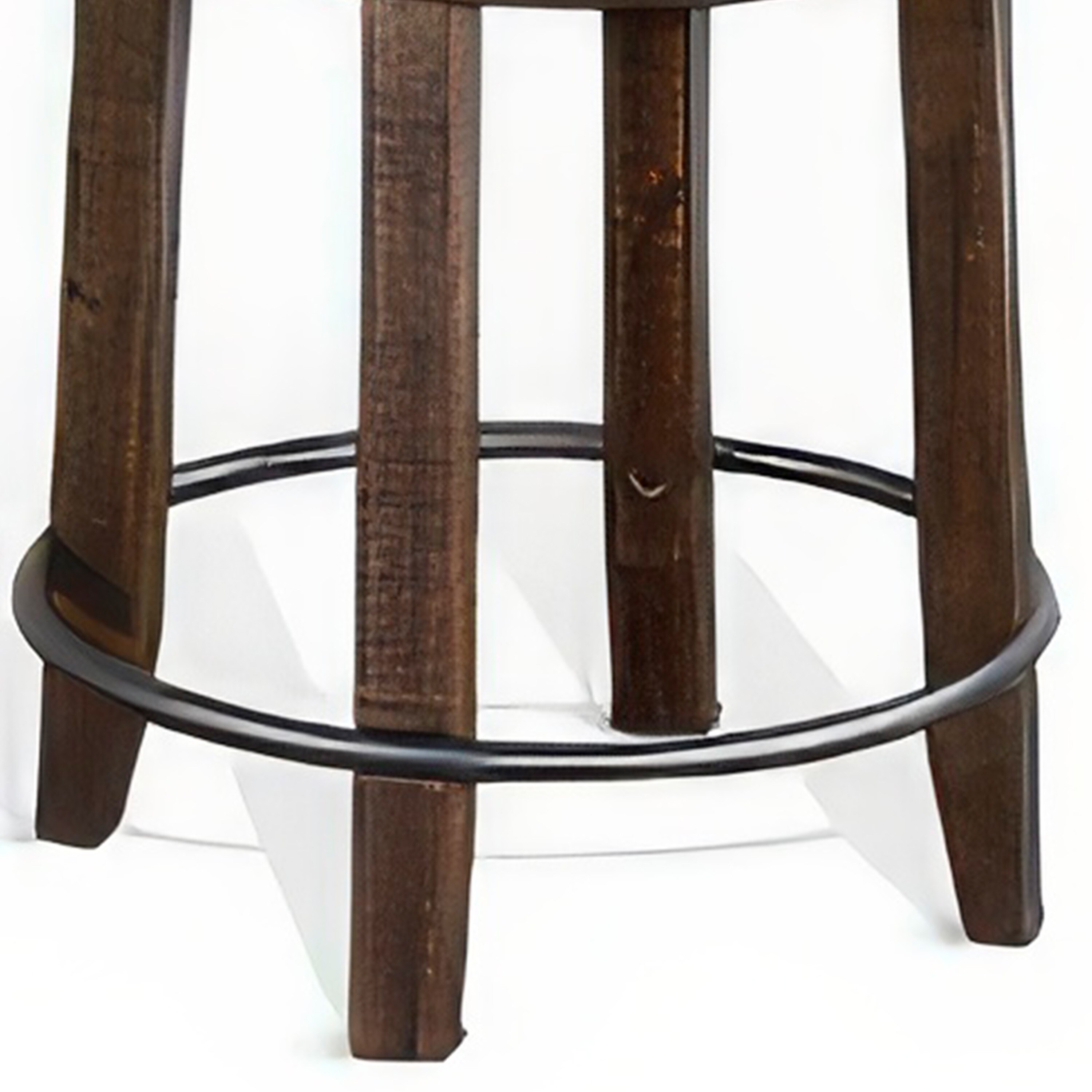 Benzara Flint Swivel Brown - Black and Gray Wood Frame Counter Stool ...