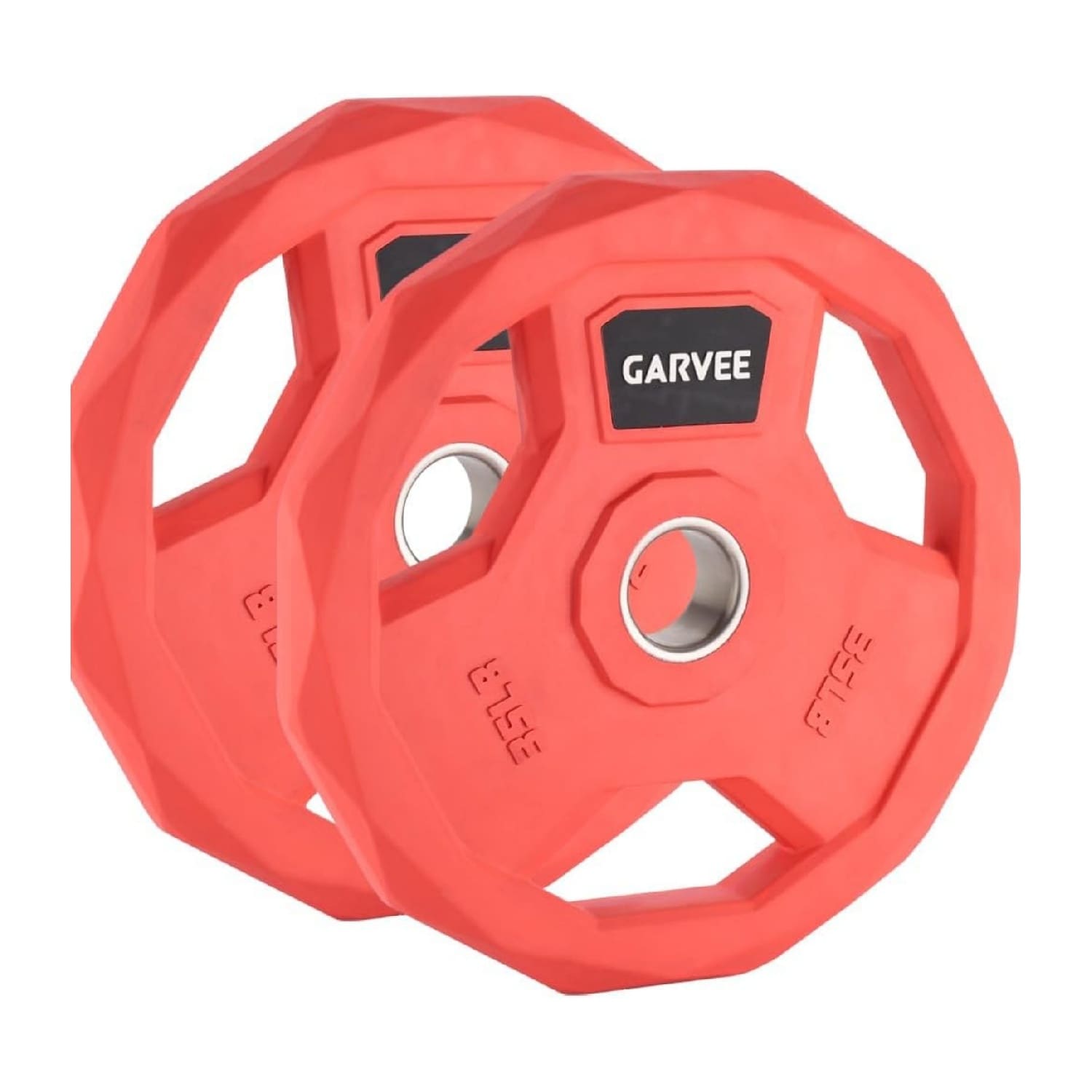 Garvee 35 LBS Weight Plates Pair/2 Inch Rubber Coated Cast Iron Bumper ...
