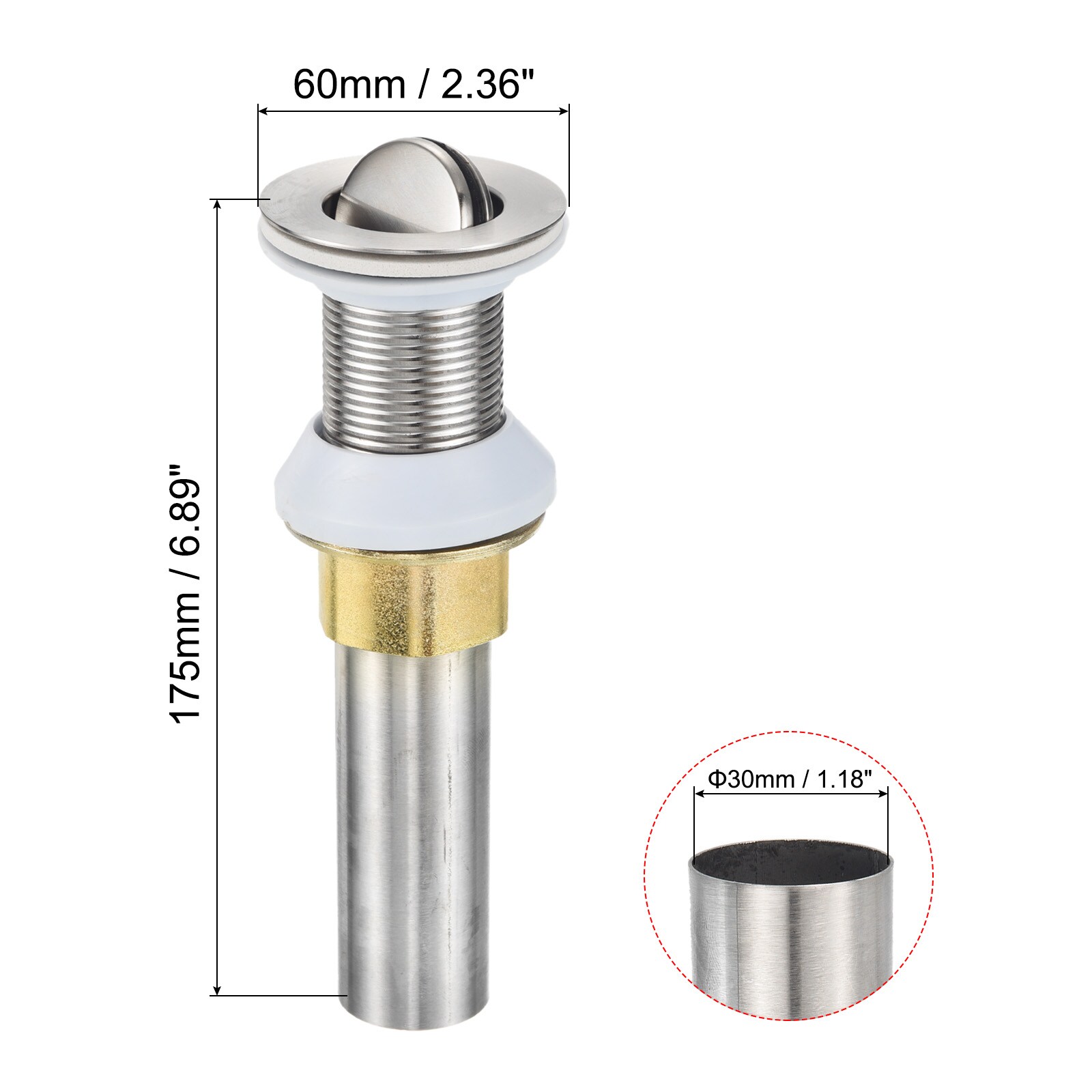Unique Bargains Flip Cover Drain Stopper Stainless Steel Drain Assembly ...