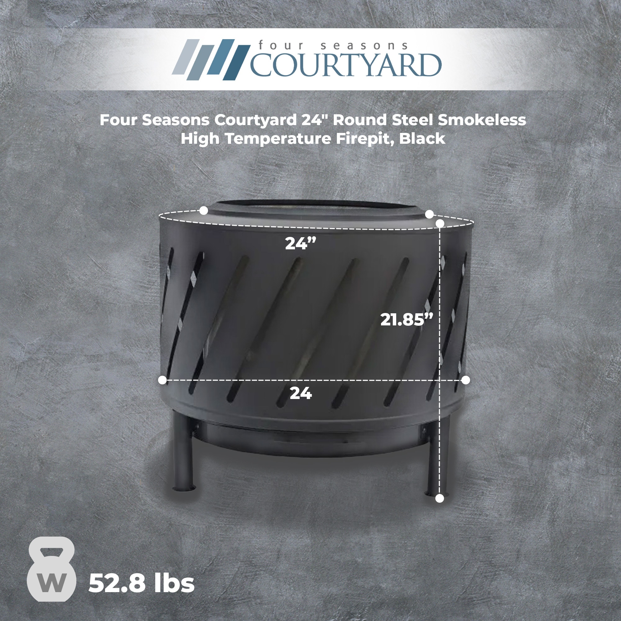 Four Seasons Courtyard 24 Inches Round Steel Smokeless High Temperature ...