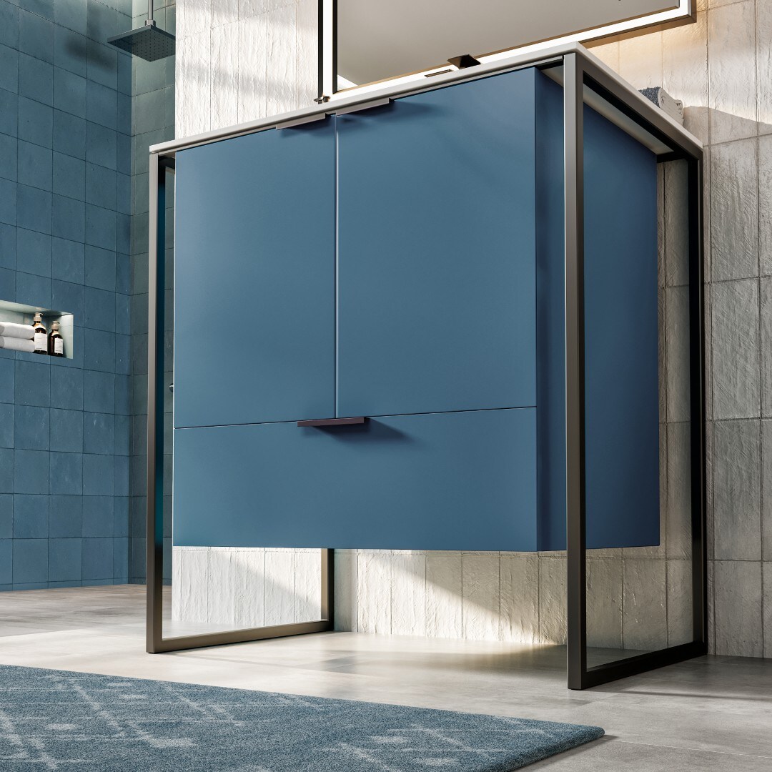 Eviva Onyx 26-in Blue Single Sink Floating Bathroom Vanity with White ...