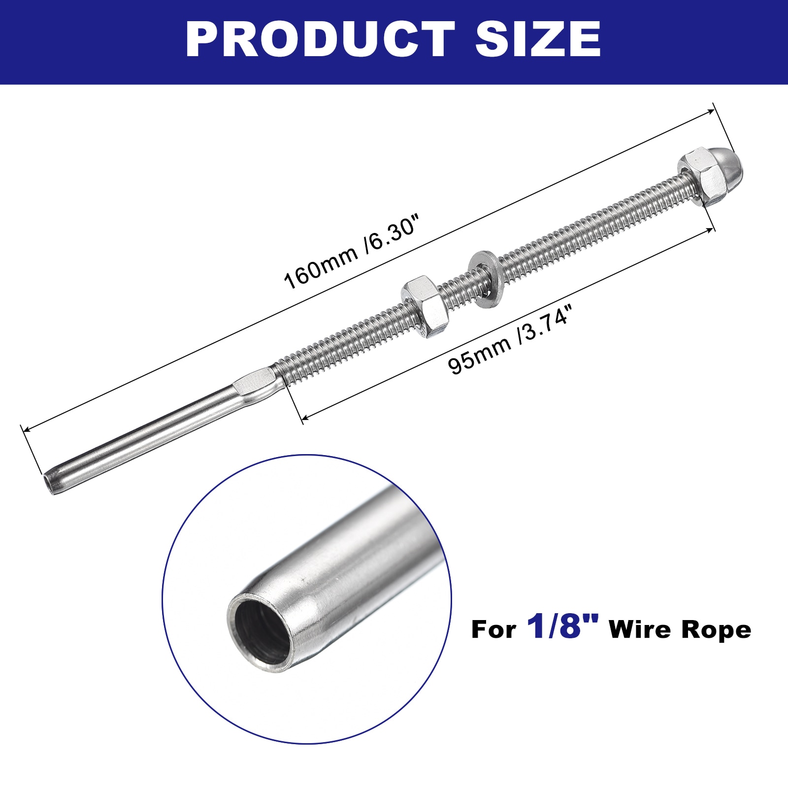 Unique Bargains 30 Packs Cable Railing Kit 6-Inch Long 1/8-Inch Swage ...