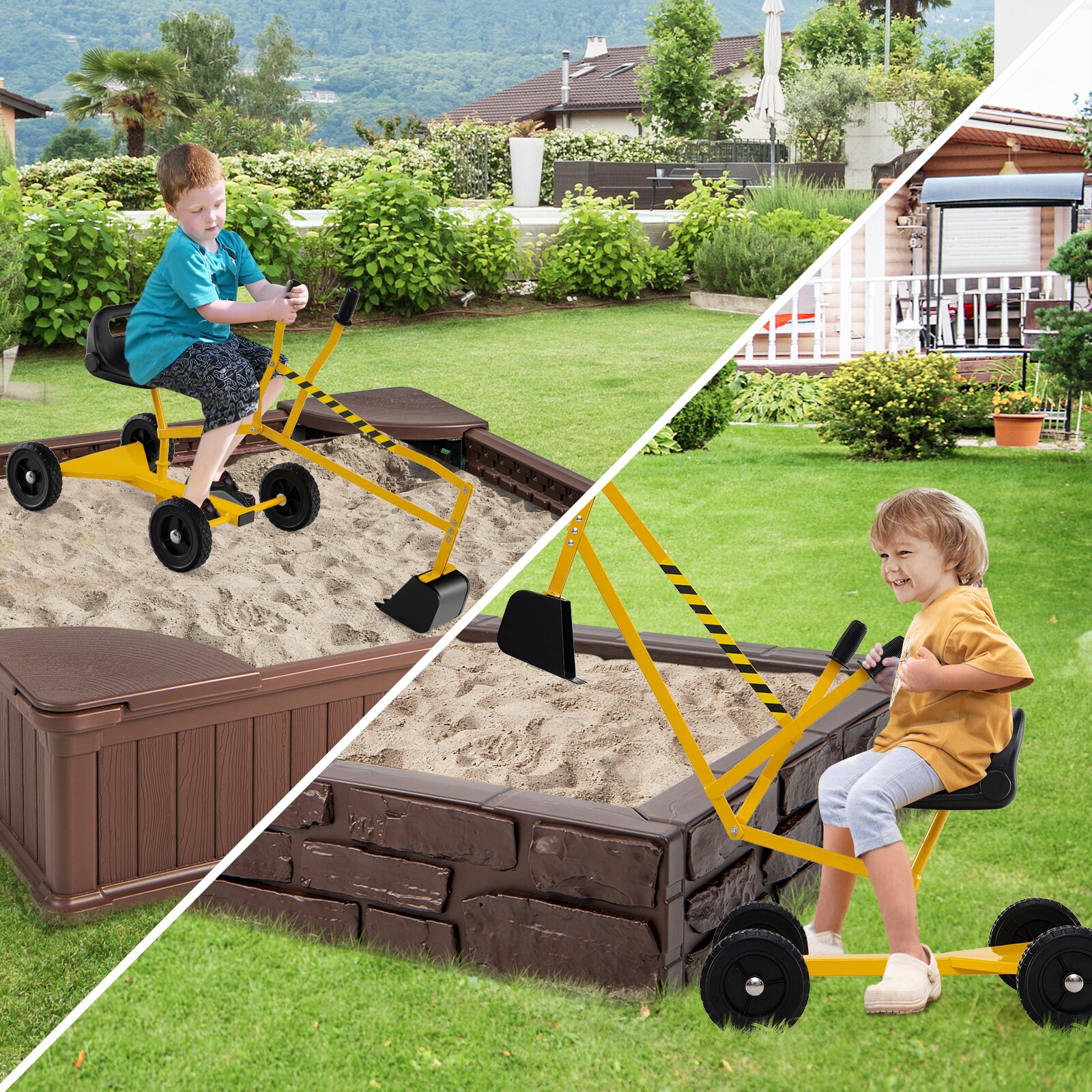 Slickblue Kids Sand Digger with 2 Handed Controls Flexible Shovel and ...