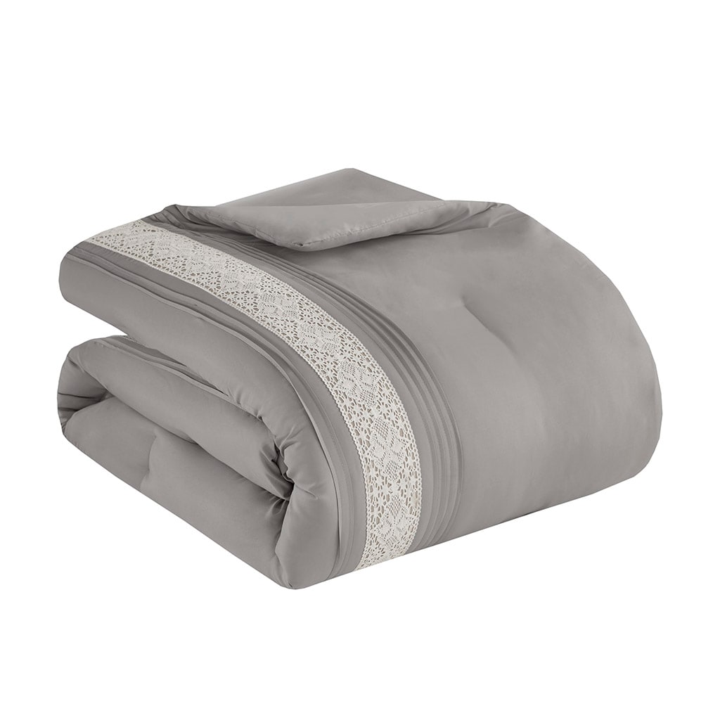 Gracie Mills 7-Piece Farmhouse Lace Trim Comforter Set with Throw ...