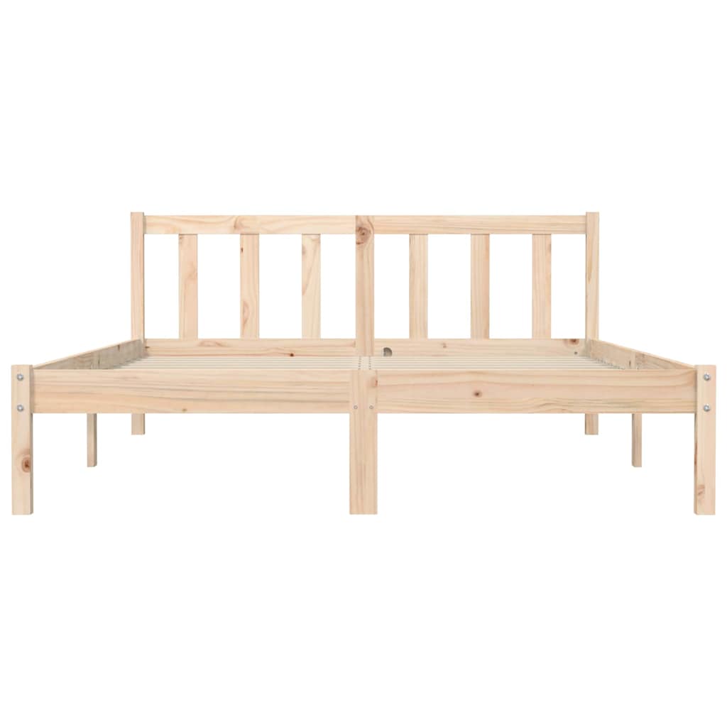 vidaXL Bed Frame Natural 59.84 x 79.92 in Solid Pine Wood in the Beds ...