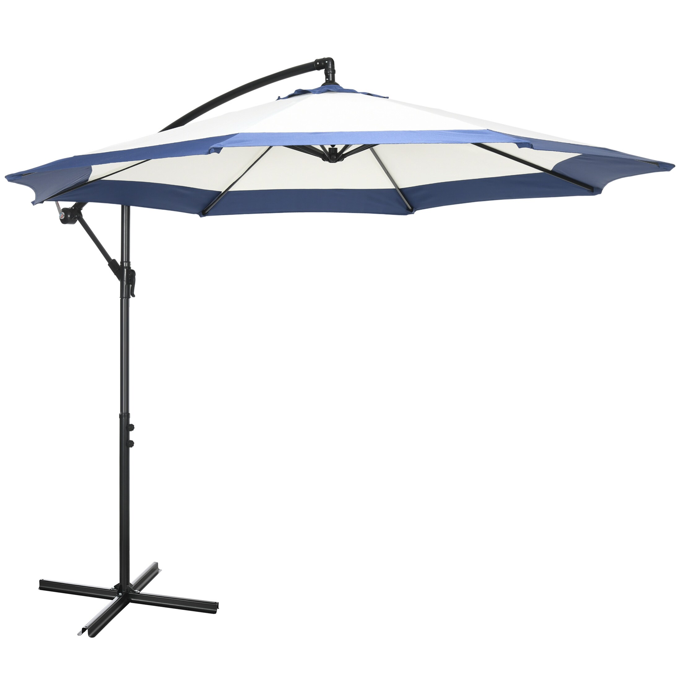 Damerin 9.6-ft Steel Blue Crank Market Patio Umbrella in the Patio ...