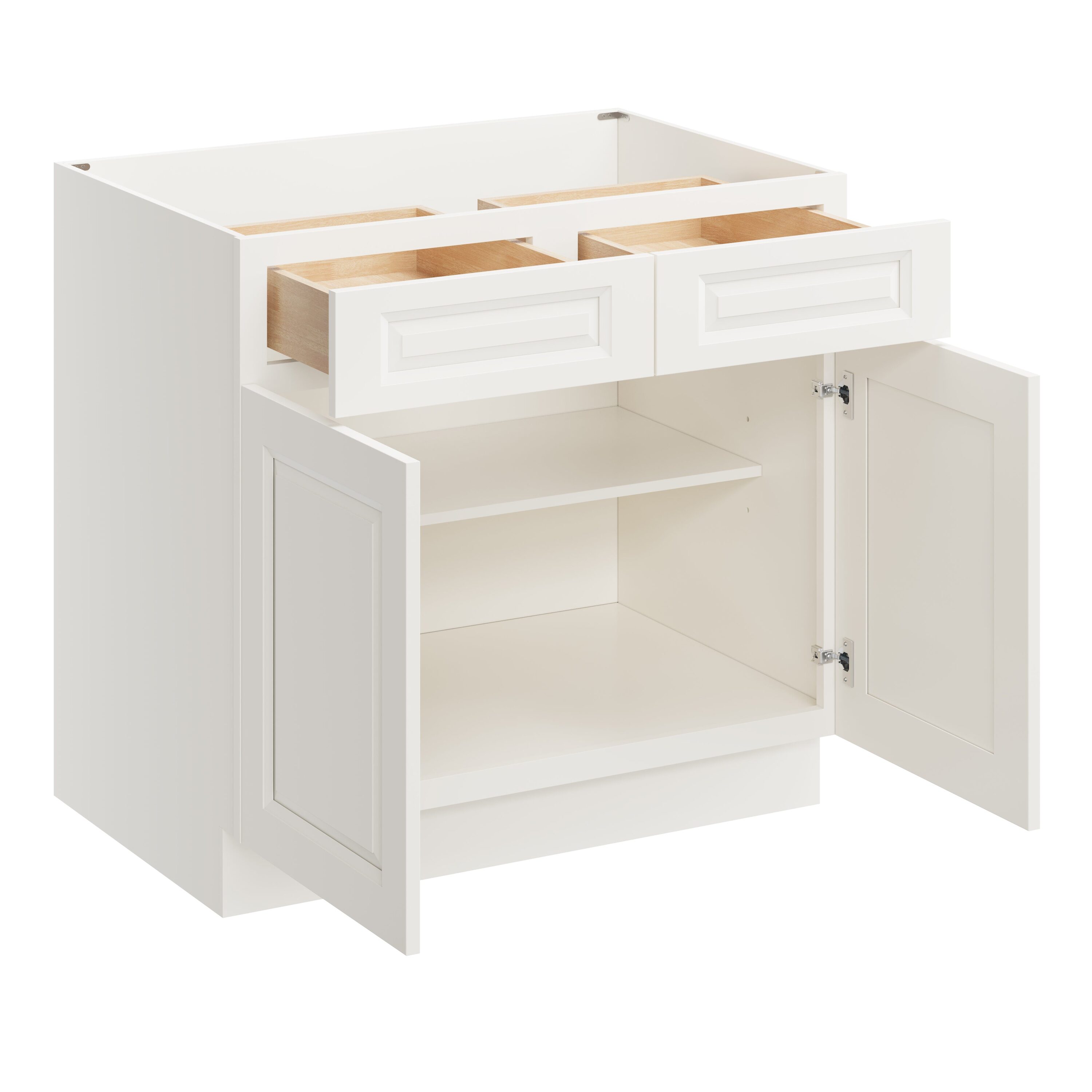 Boyel Living 36 Inch Glacier White Kitchen Base Cabinet with Full Overlay Doors in the Kitchen ...