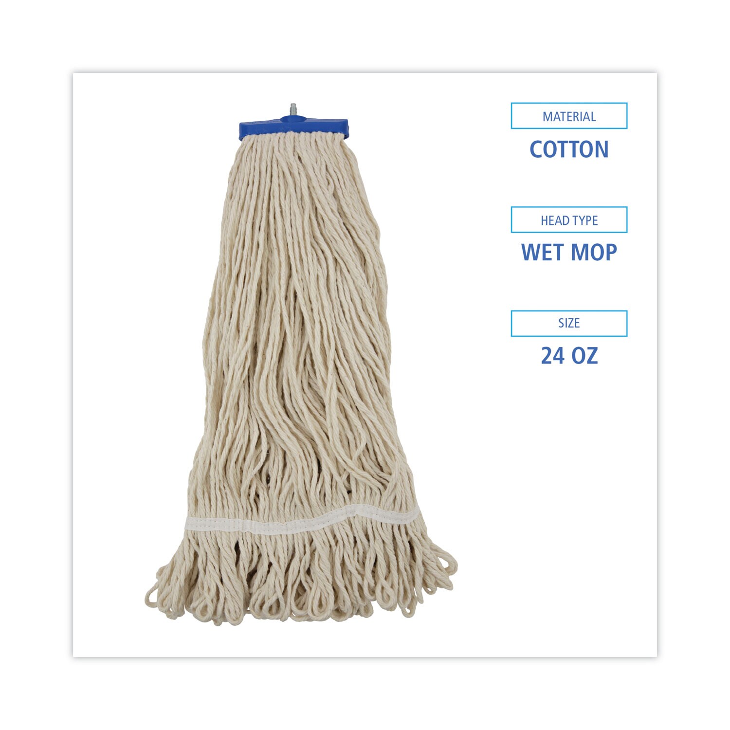 Boardwalk Mop Head Lie-Flat Head Cotton Fiber 24 oz White 12 per Carton ...