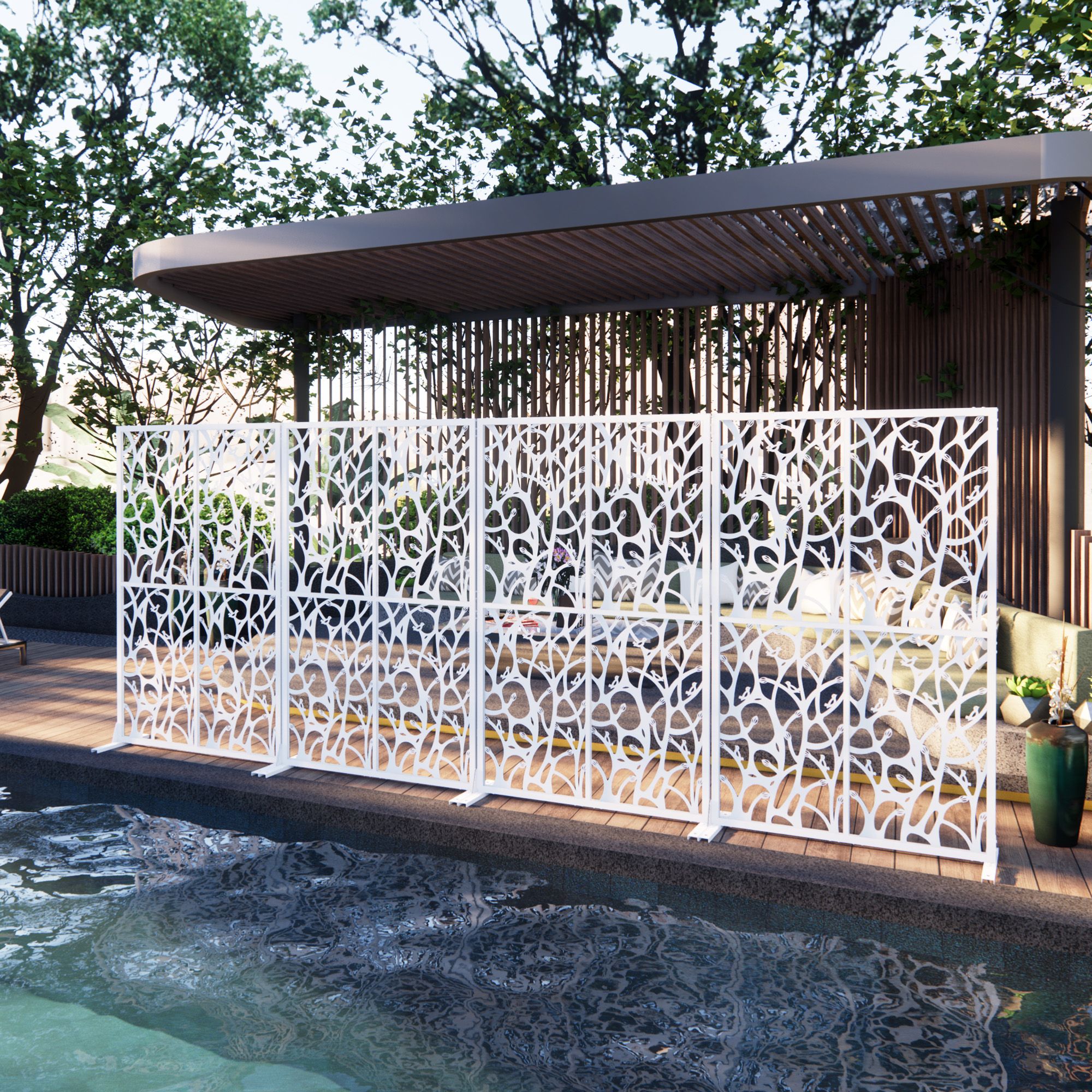 Blisstyle Metal Privacy Screens W3.8Ft X H6Ft Outdoor and Indoor ...