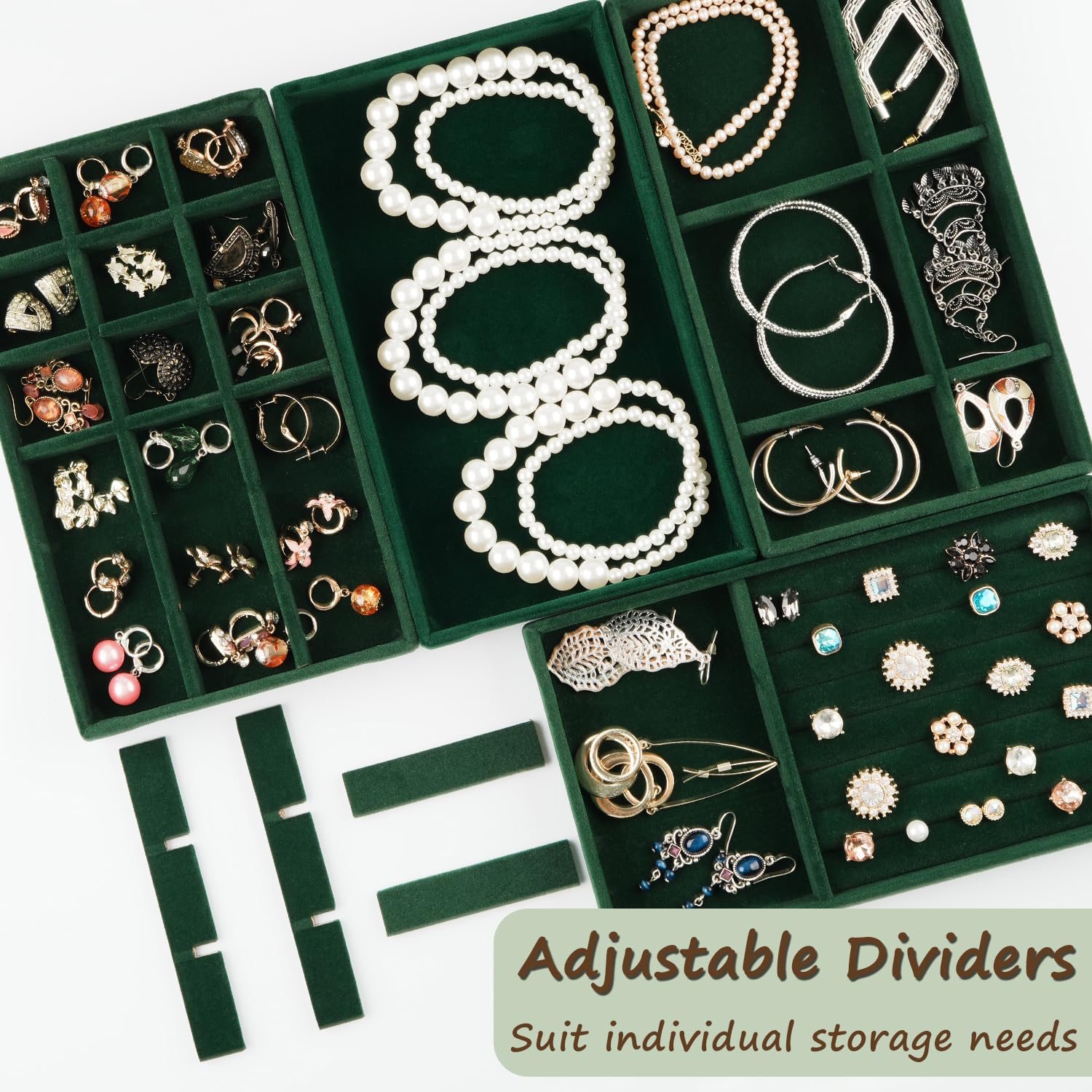 Aoibox 8 Set Stackable Velvet Jewelry Drawer Organizer Trays 8.3 x 5 x ...