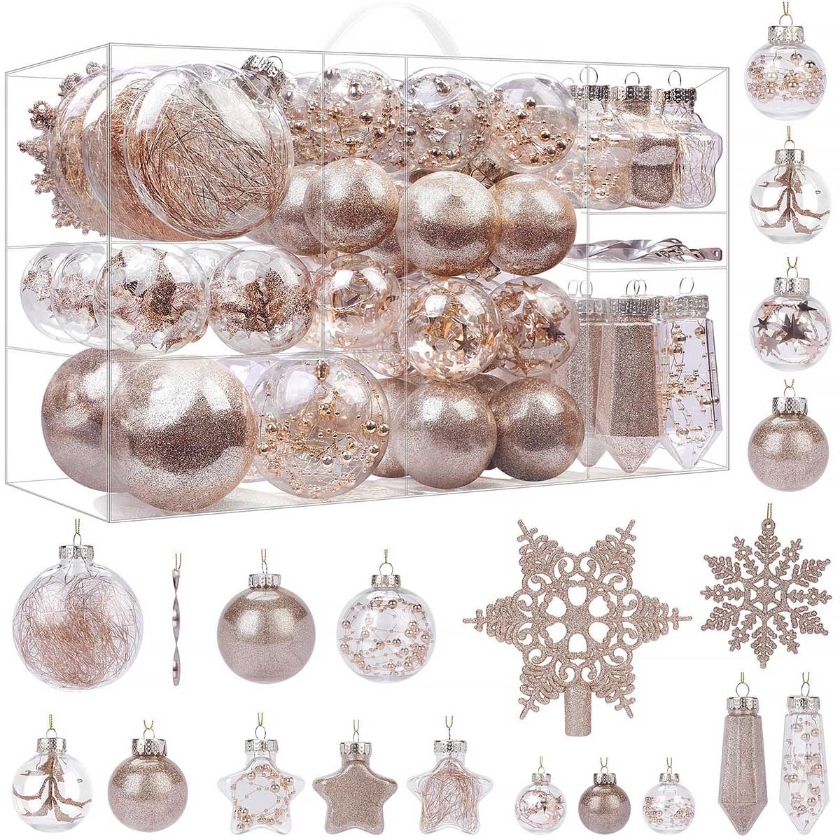 Aoibox 86 Piece Clear Shatterproof Christmas Tree Ornaments Set Plastic ...
