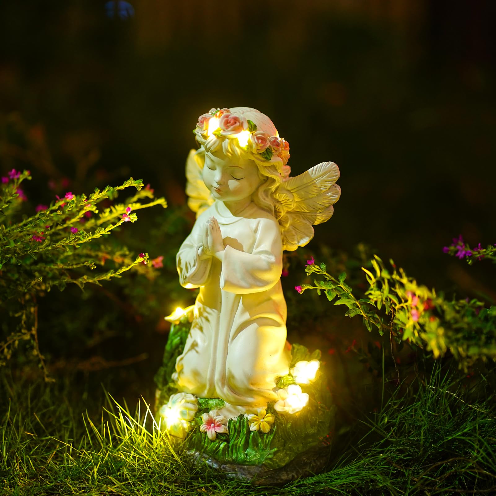 Etokfoks Solar Angel Garden Statue Outdoor Decor for Yard Patio ...