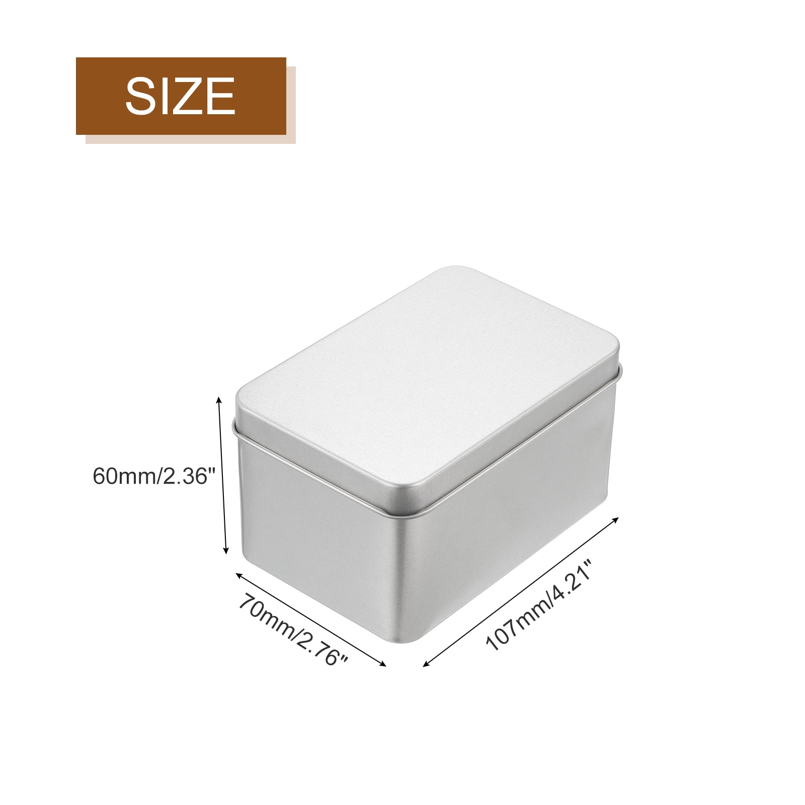 Unique Bargains Metal Tin Box Containers 2Pcs 4.2x2.8x2.4 Inch Silver ...