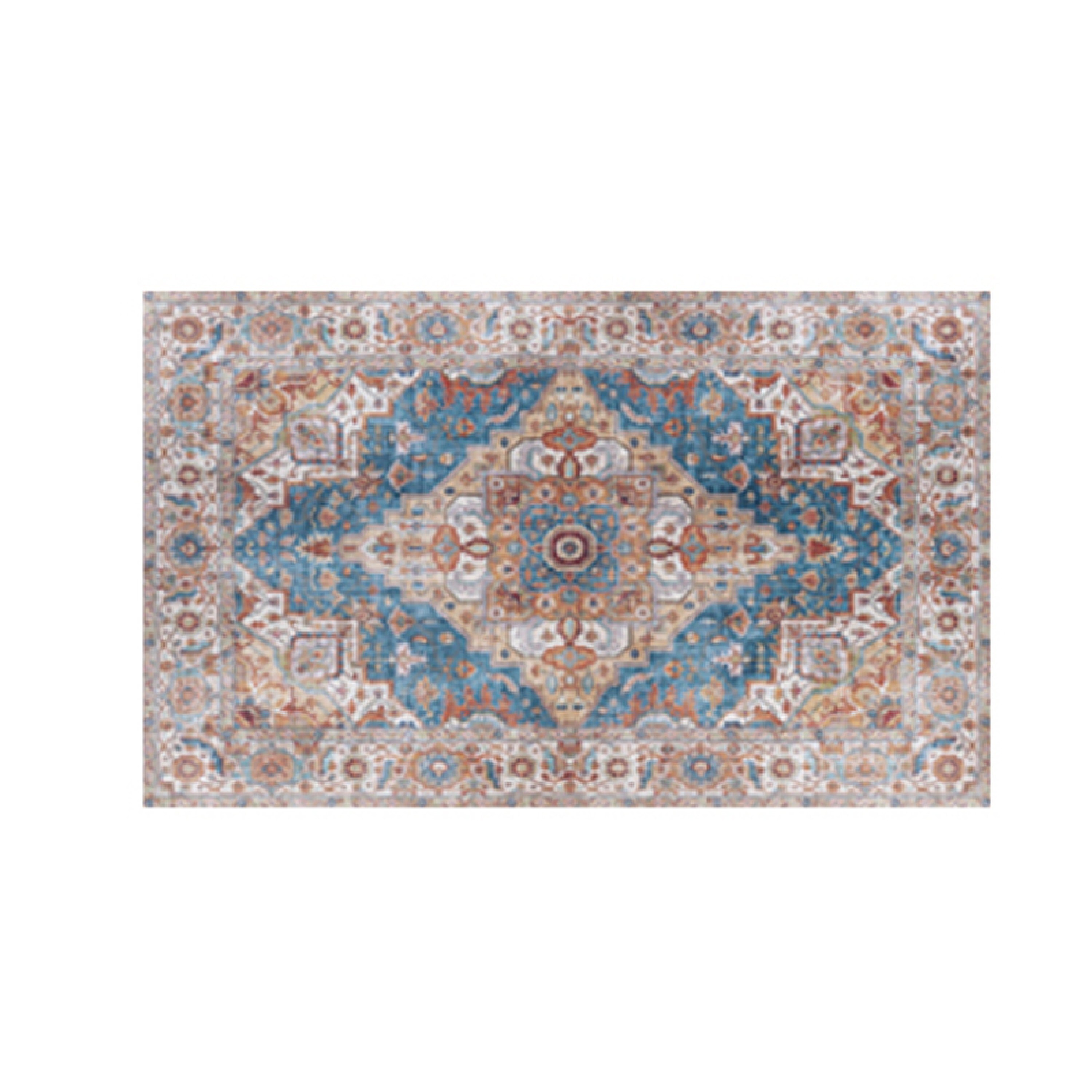 Benzara 5x7 Medium Area Rug Vintage Blue Yellow Persian Floral Pattern ...