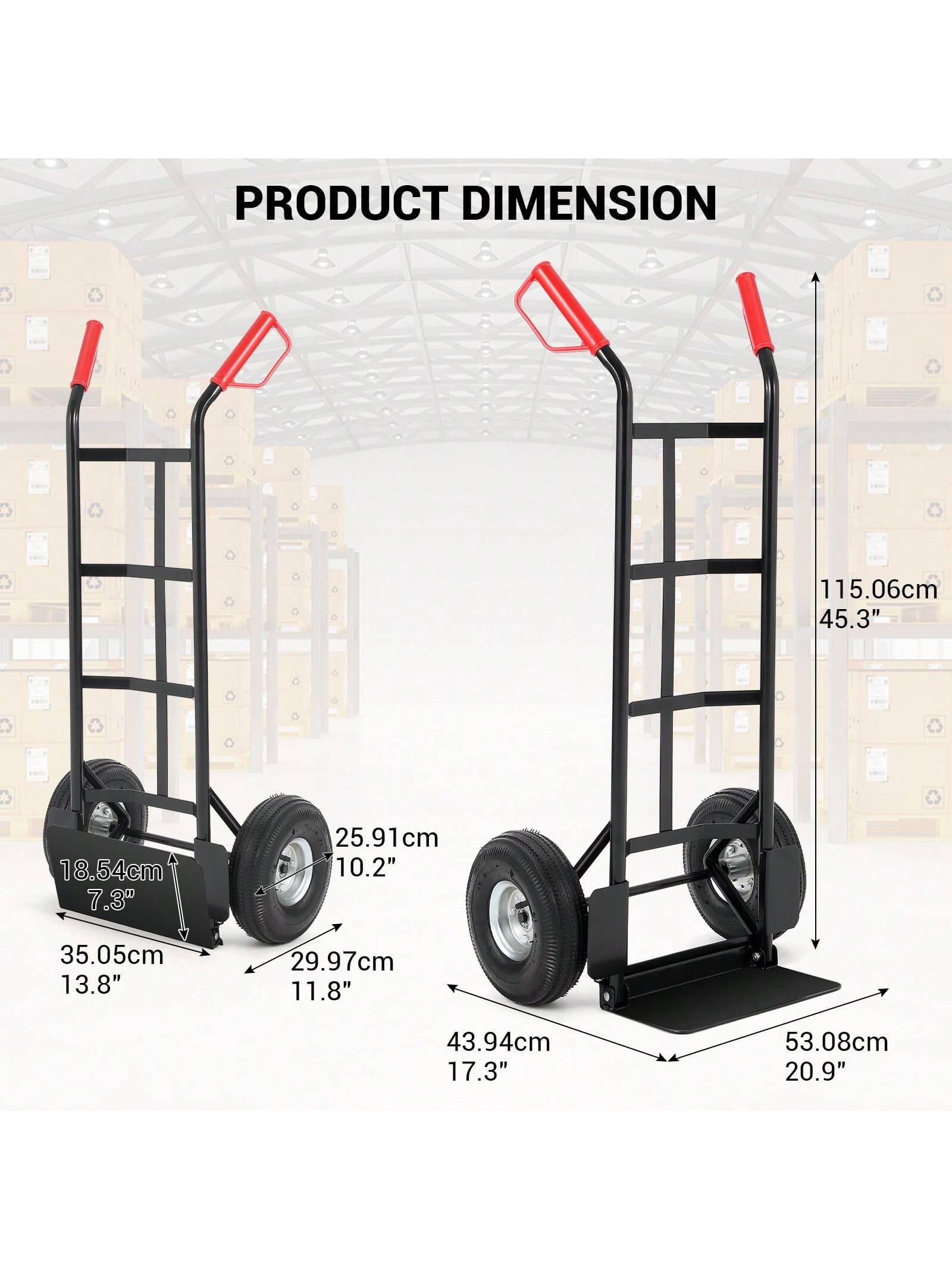 Qeetex Heavy Duty Hand Truck With Handle. 440lbs Loading Capacity Dolly ...