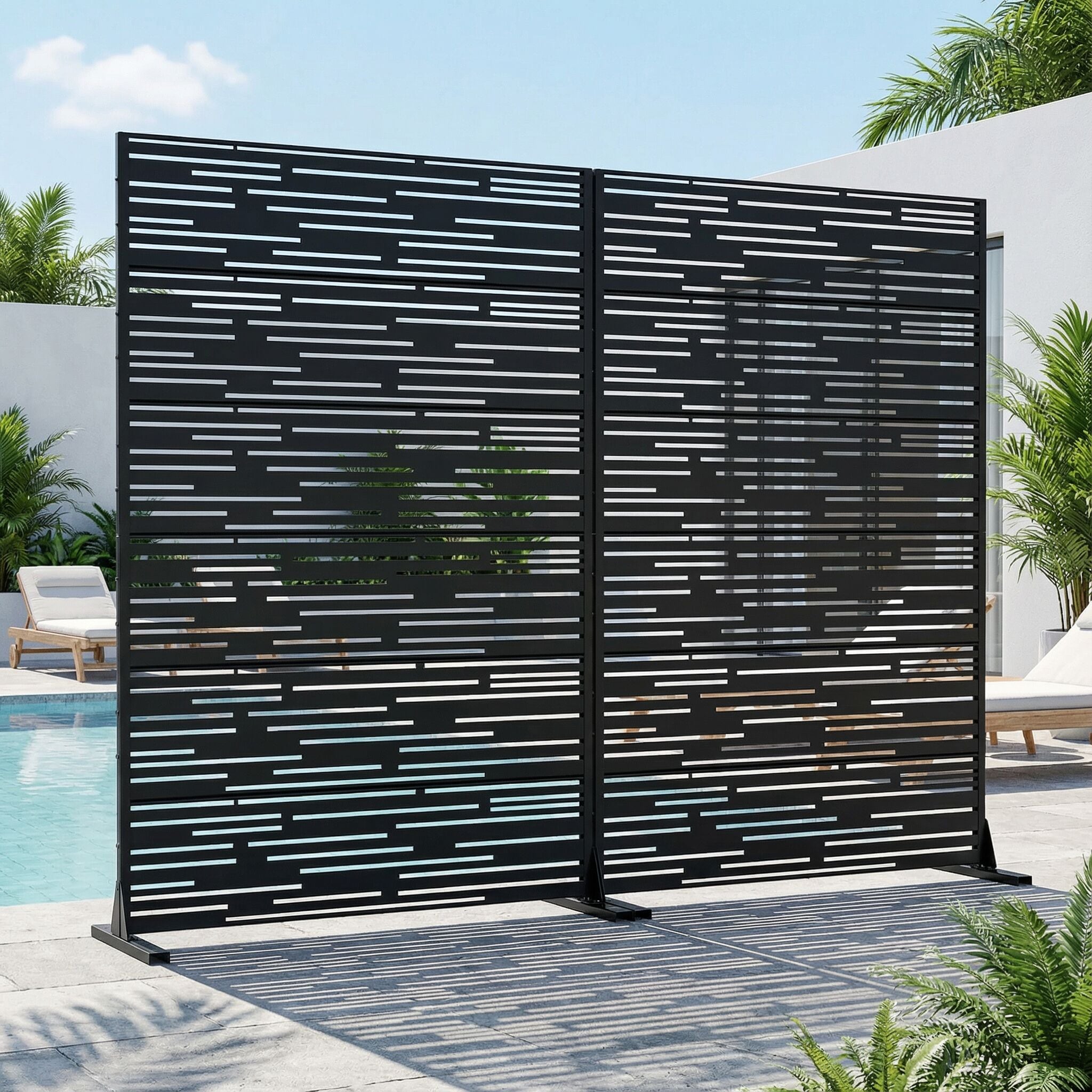 Dovelina 72-in H x 47-in W x 16-in D Metal Privacy Screen Fence Panel ...