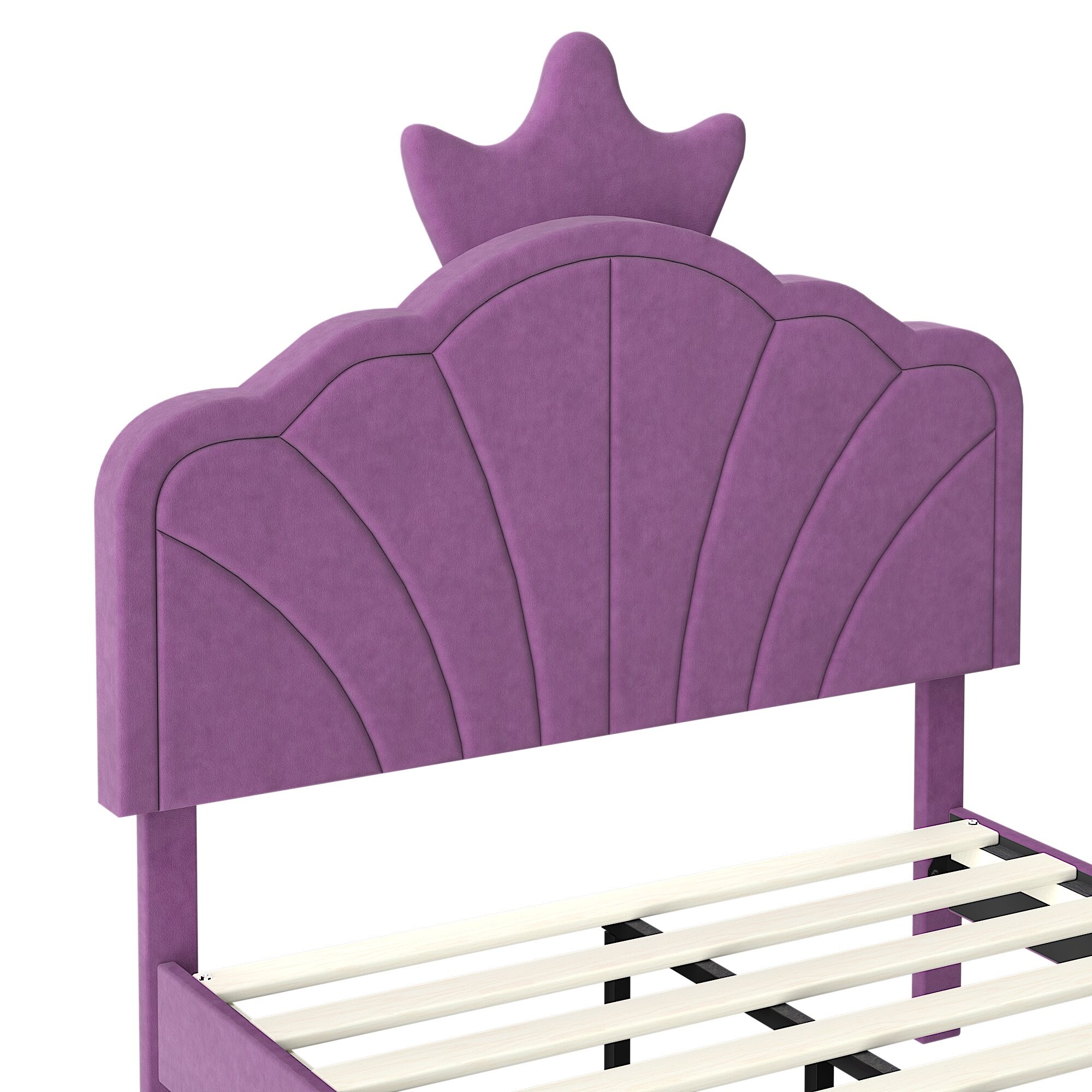 Vecelo Princess Bed Frame for Kids Twin Upholstered Platform Bed with ...