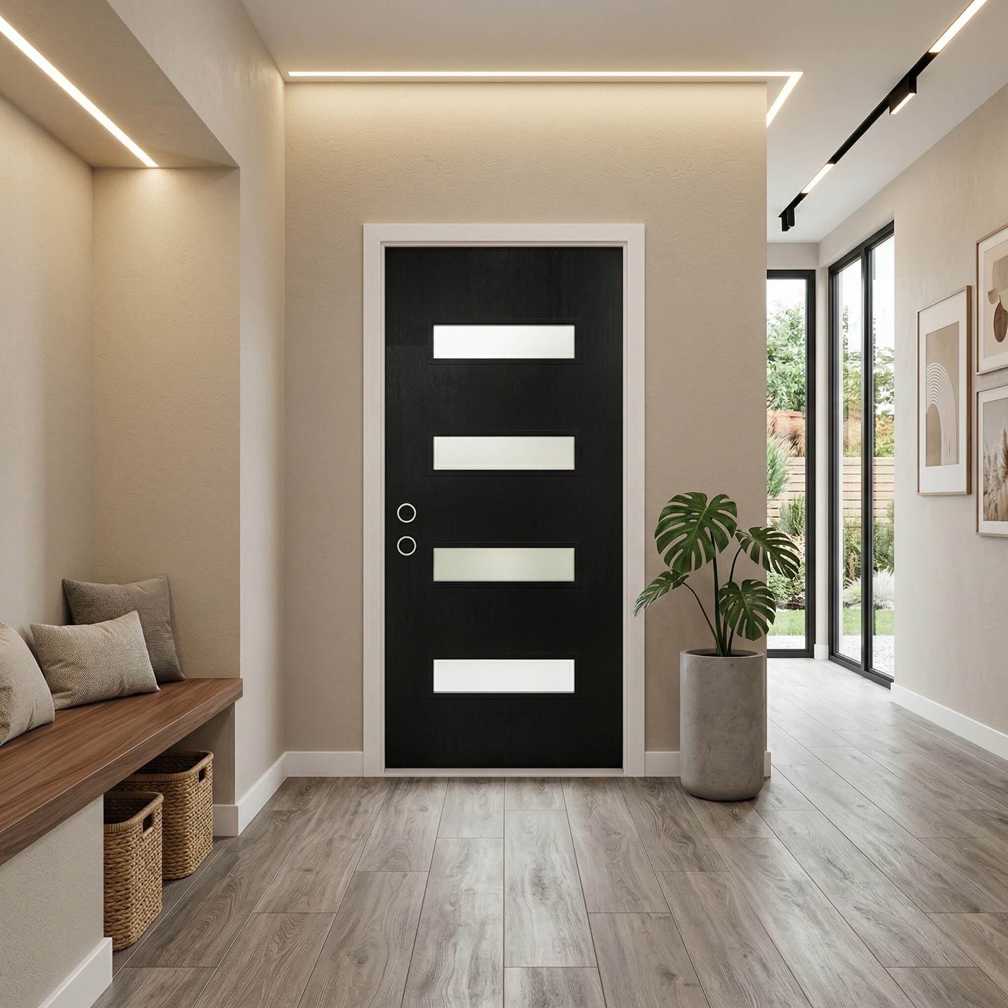 Wooakway Entry Door 36-in x 80-in x 4-9/16-in Fiberglass Right-hand ...
