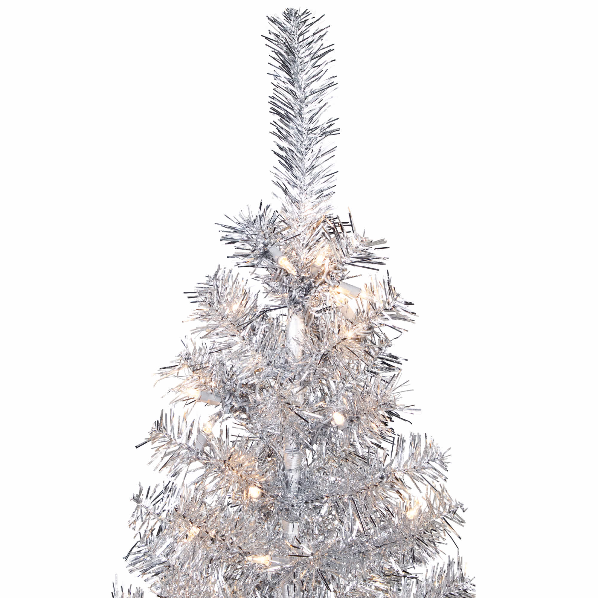 Northlight Pre-Lit Artificial Tinsel Christmas Tree - 3 feet - Silver ...