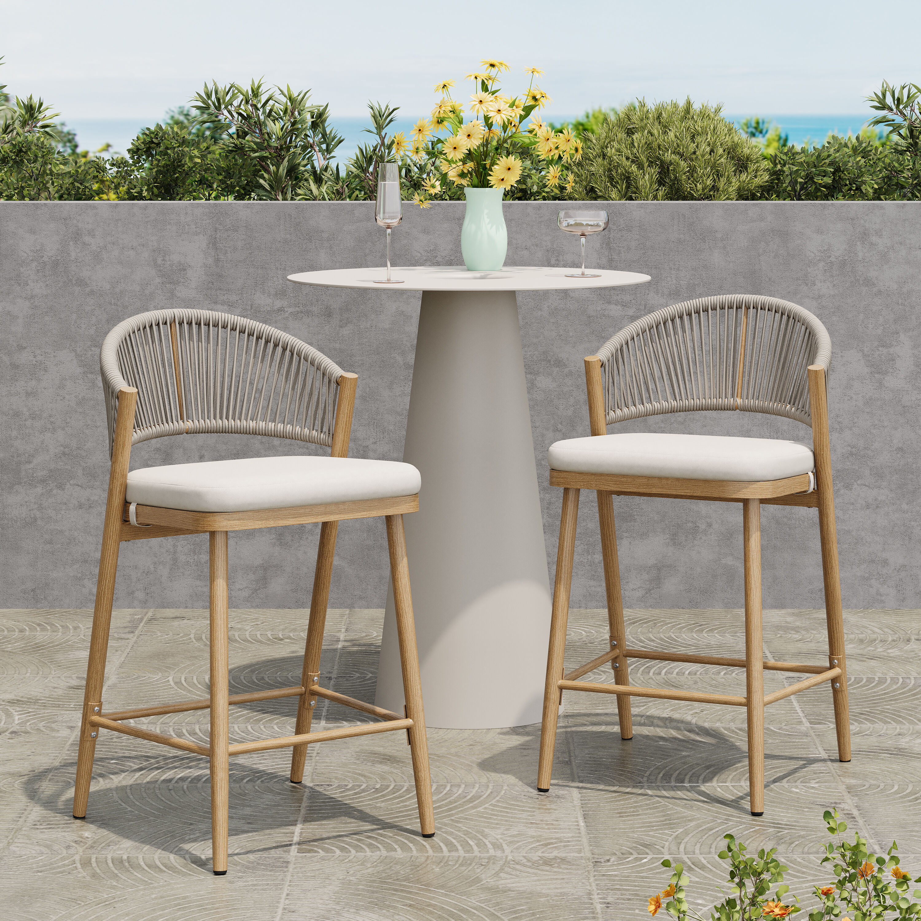 ModernLuxe Assembly Required Outdoor 26inch Seat Height Aluminum Frame ...