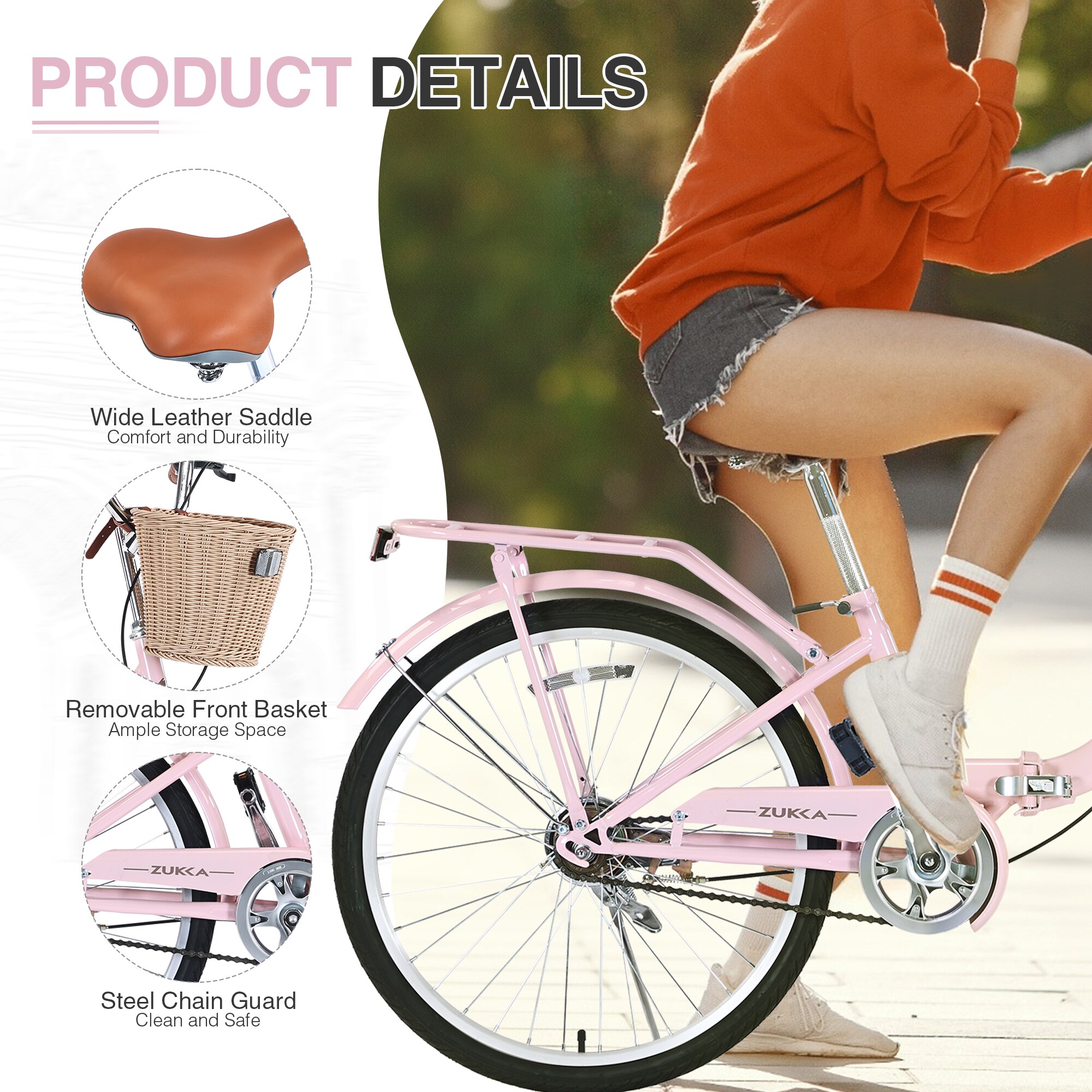 Tatayosi 24 Inch Single Speed Folding Lady Bike Durable Steel Frame ...