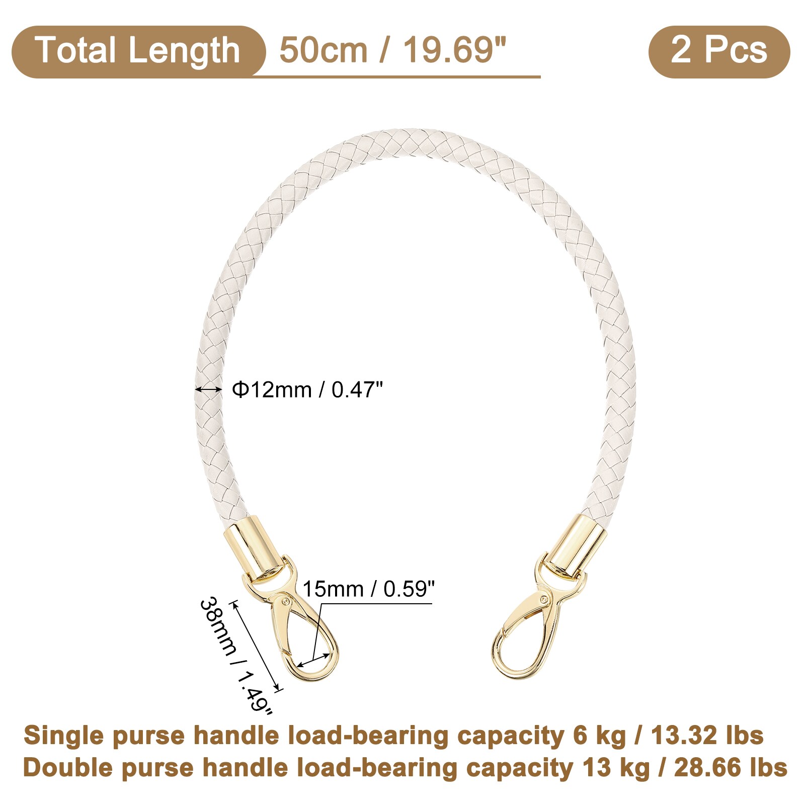 Unique Bargains Leather Purse Strap 2pcs 50cm/19.69inch Short Leather ...