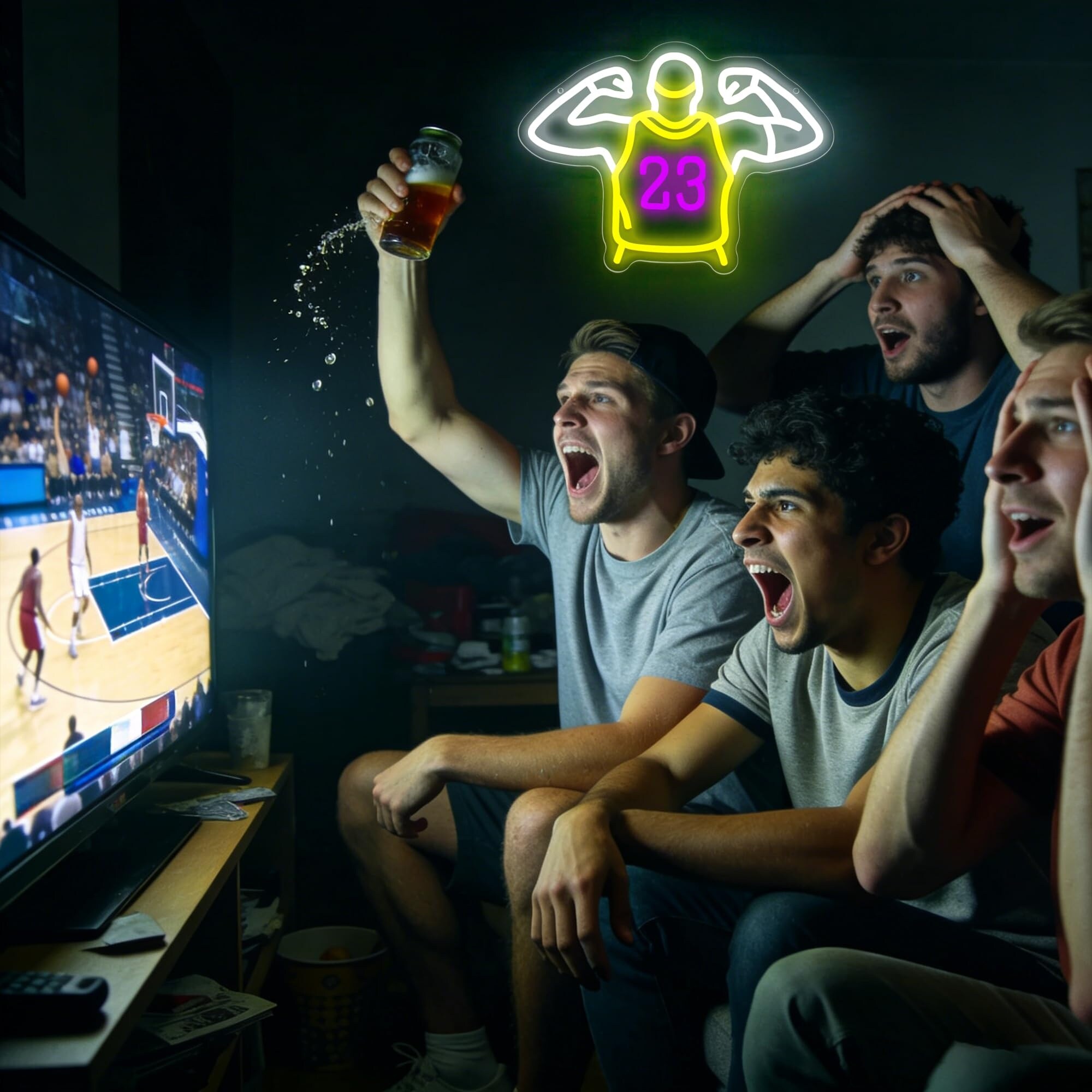 Lukvuzo Basketball Neon Sign LED Dimmable Wall Decor Light Up Bedroom ...