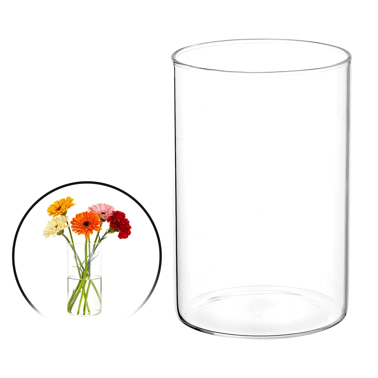 Unique Bargains Clear Cylinder Vases 17oz 5 Inch Tall Glass Flower Vase ...