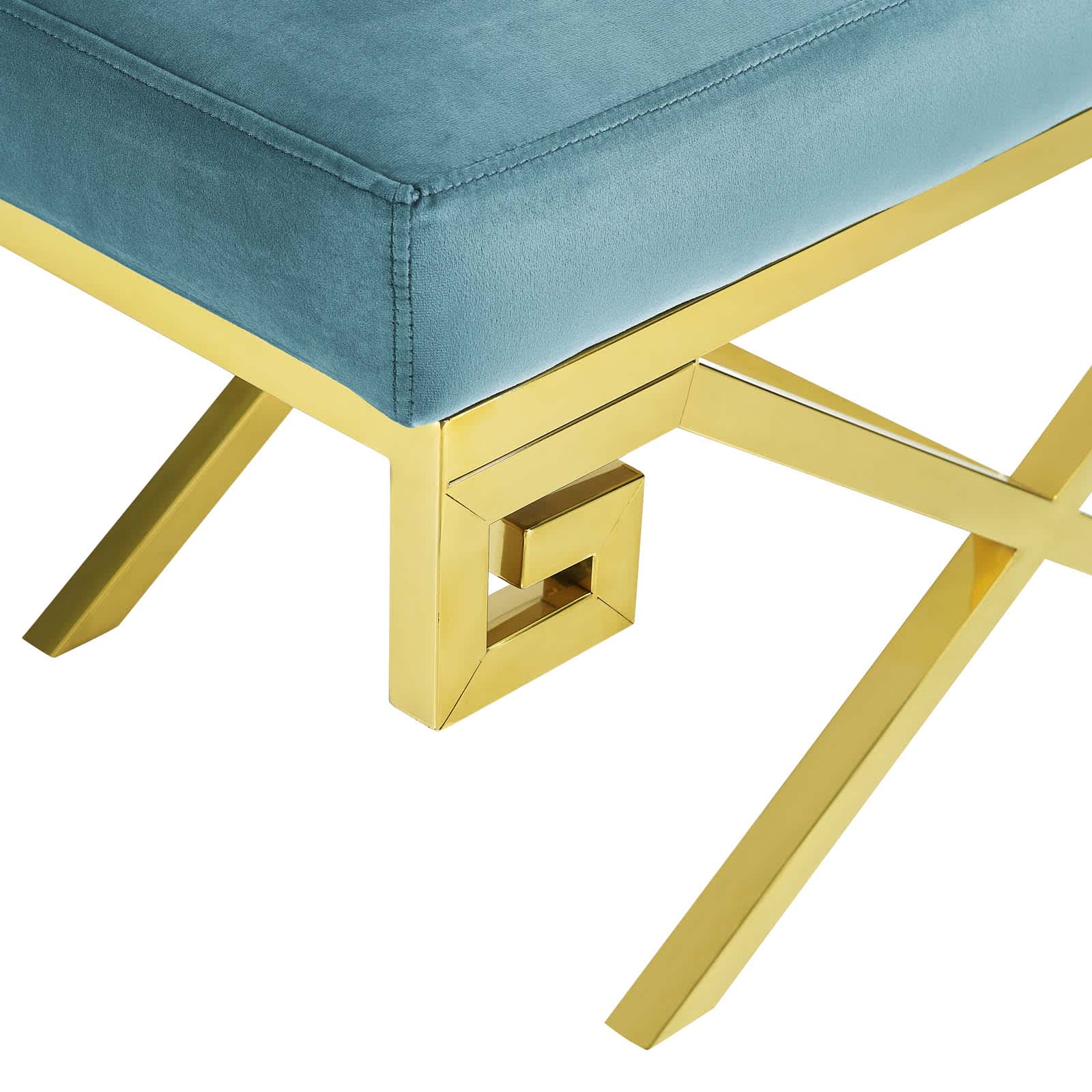 Modway Rove Velvet Performance Velvet Bench in Sea Blue in the Benches ...