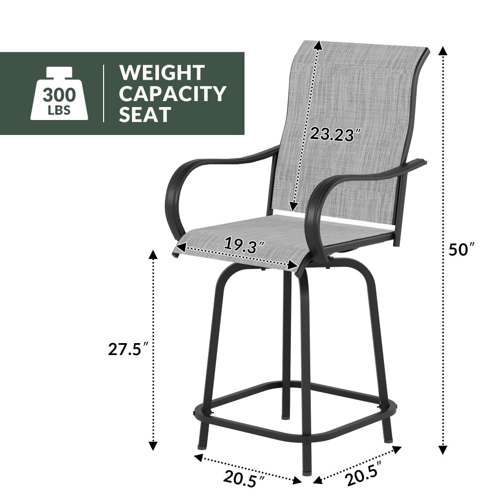 UDPATIO Outdoor Bar Height Chairs Set of 2 with High Back and Armrest ...