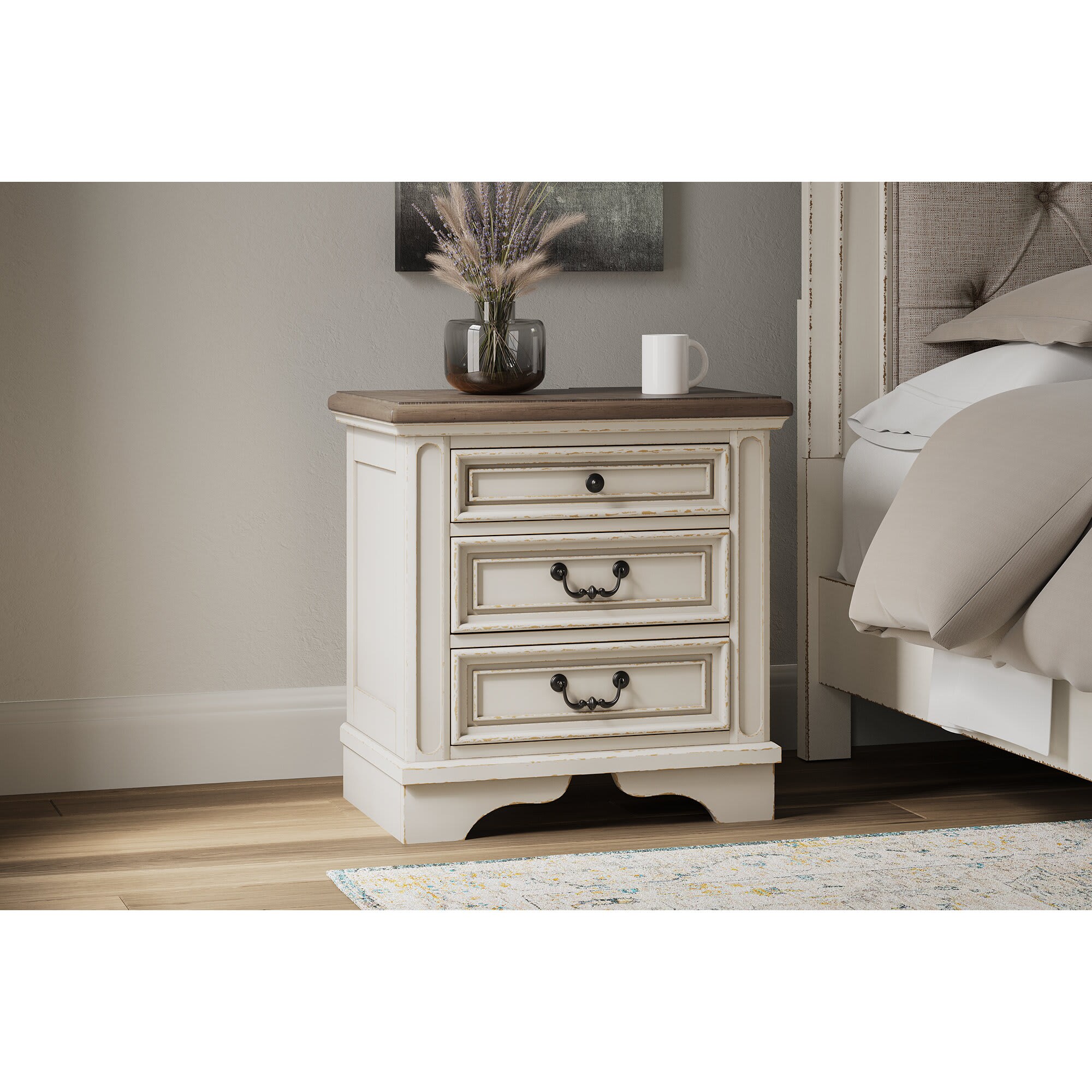 Signature Design by Ashley Realyn Three Drawer Nightstand with USB ...
