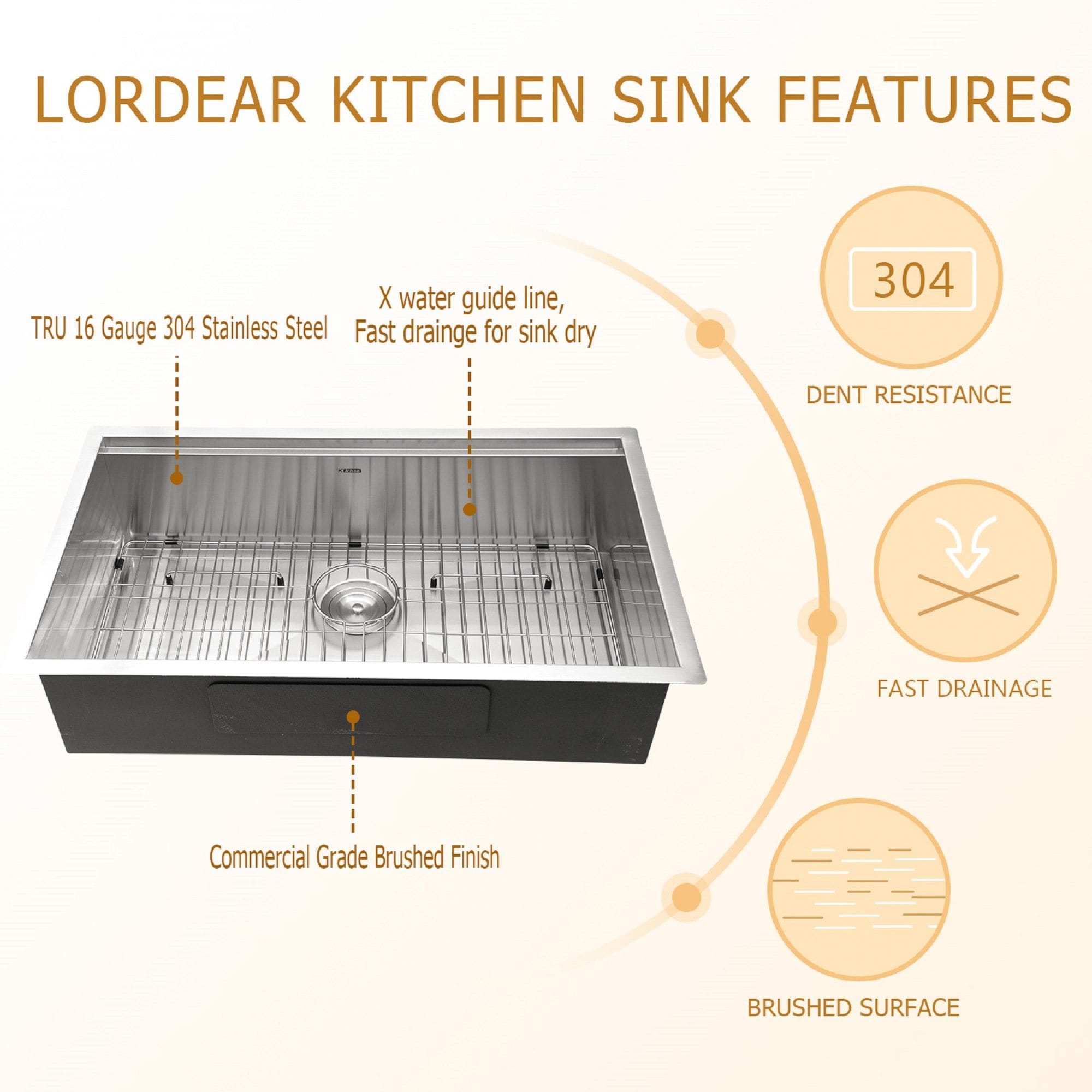 Tatayosi Undermount Stainless Steel Kitchen Sink Ledge Workstation Deep ...