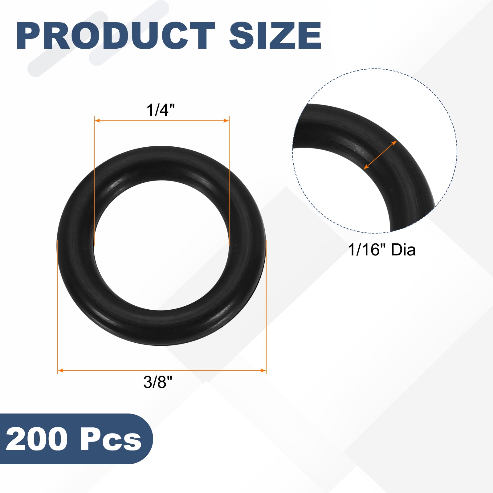 Unique Bargains 200pcs AS-010 O-rings Nitrile Rubber O-Rings 1/4 Inch ...