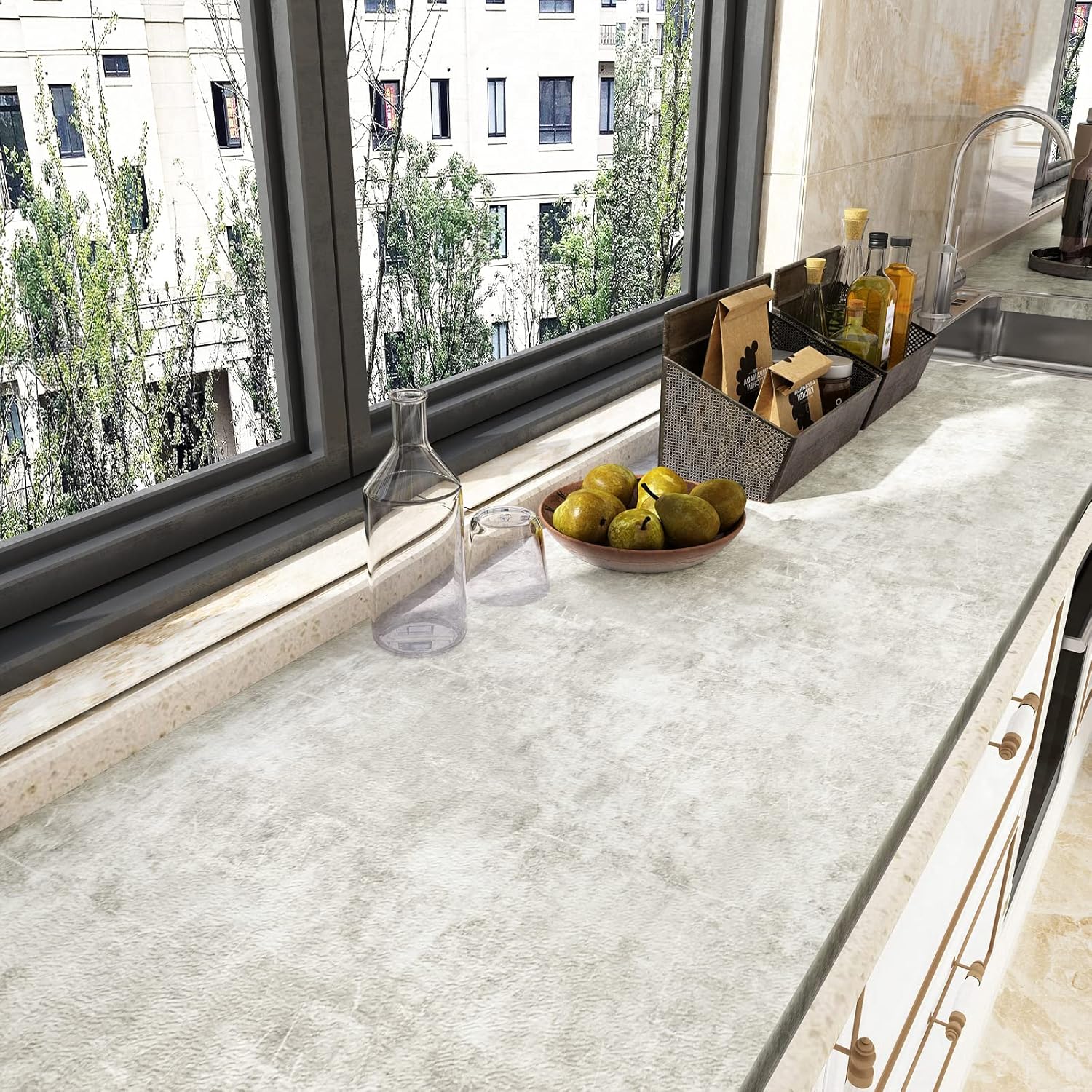 VEELIKE 15.7x118 Concrete Wallpaper Peel and Stick Textured Limewash ...