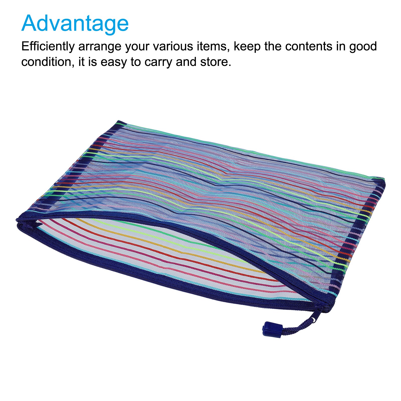 Unique Bargains Mesh Zipper Pouches A4 Colorful Document File Bags ...