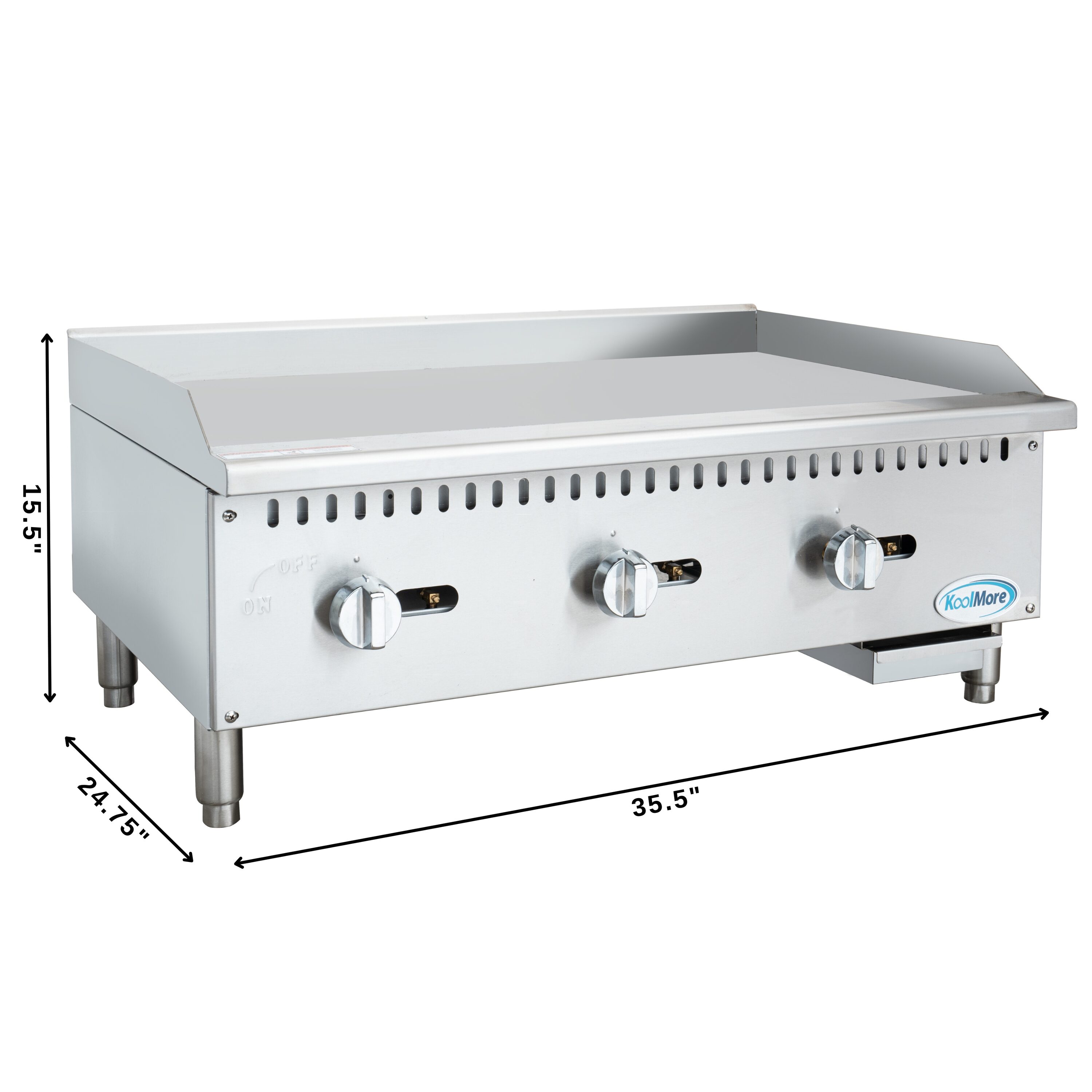 KoolMore 36 Inch Natural Gas Griddle 90,000 BTU Three Burners LOW-KM ...