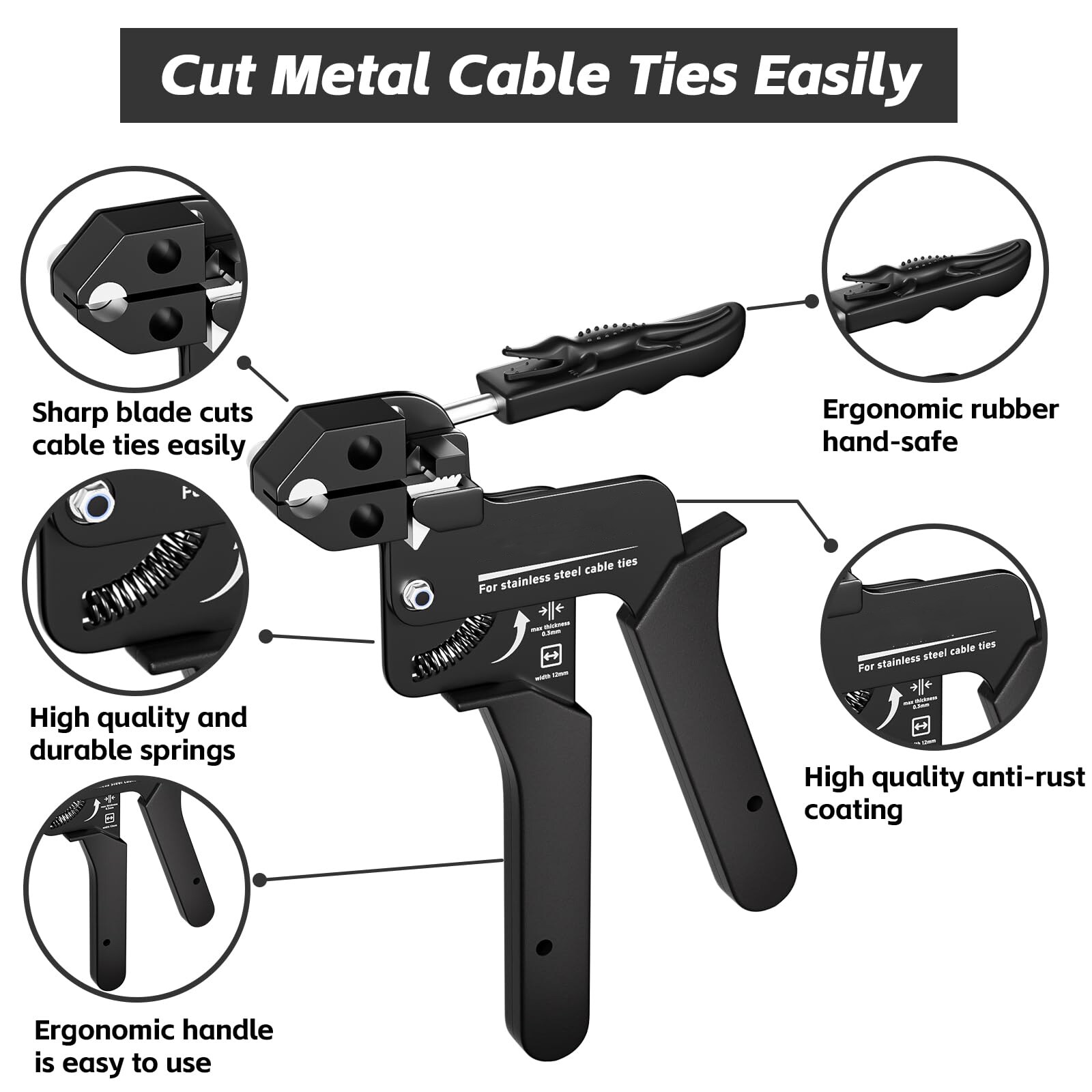 Afoxsos 110 Pack 11.8 Inch Stainless Steel Metal Zip Ties Kit Includes ...