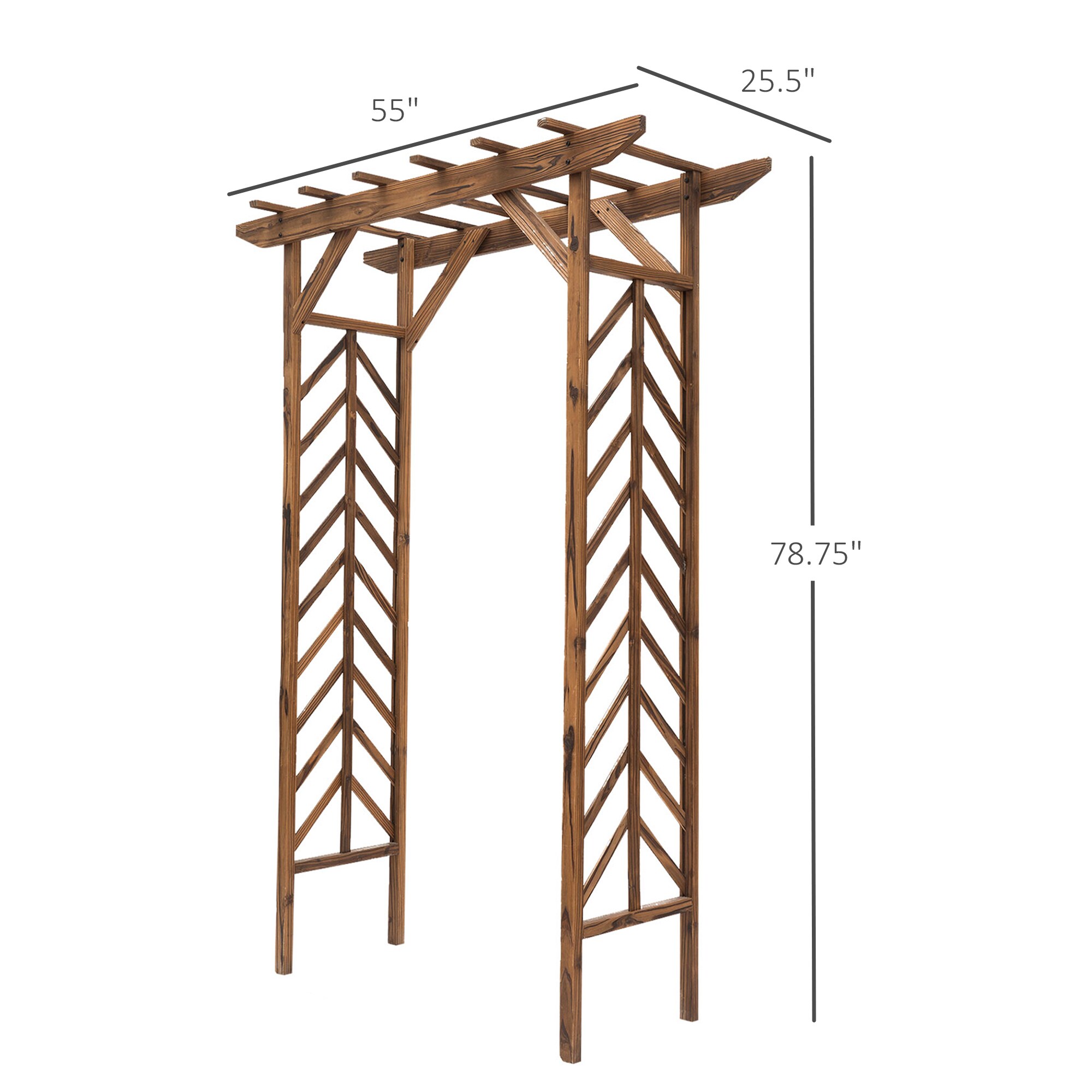 ZAKLOOP Fir Wood Pergola Arbor Arch 2.13-ft W x 6.56-ft H Flat Brown ...